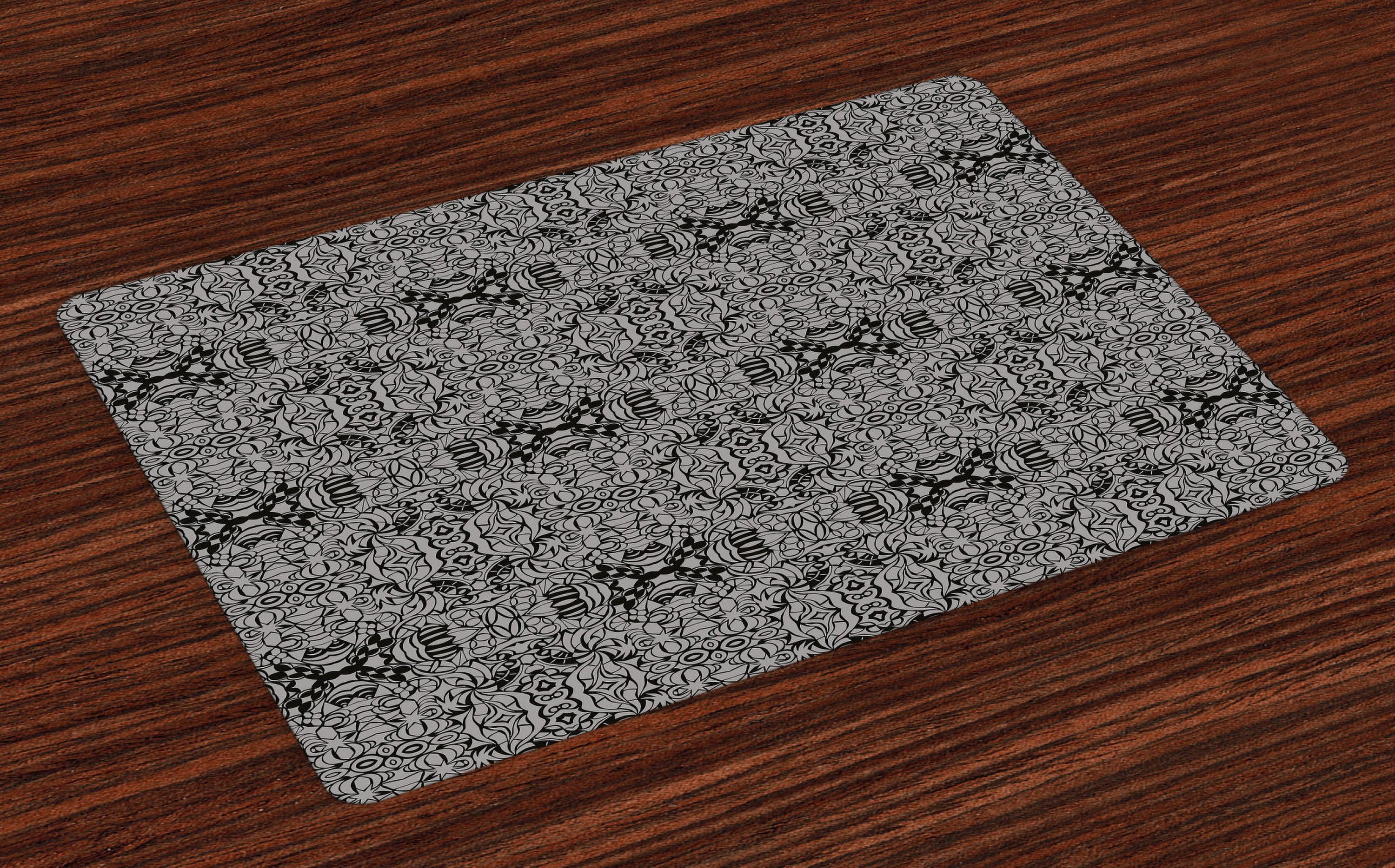 Ambesonne Dark Grey Place Mats Set of 4, Abstract Vintage, Standard ...