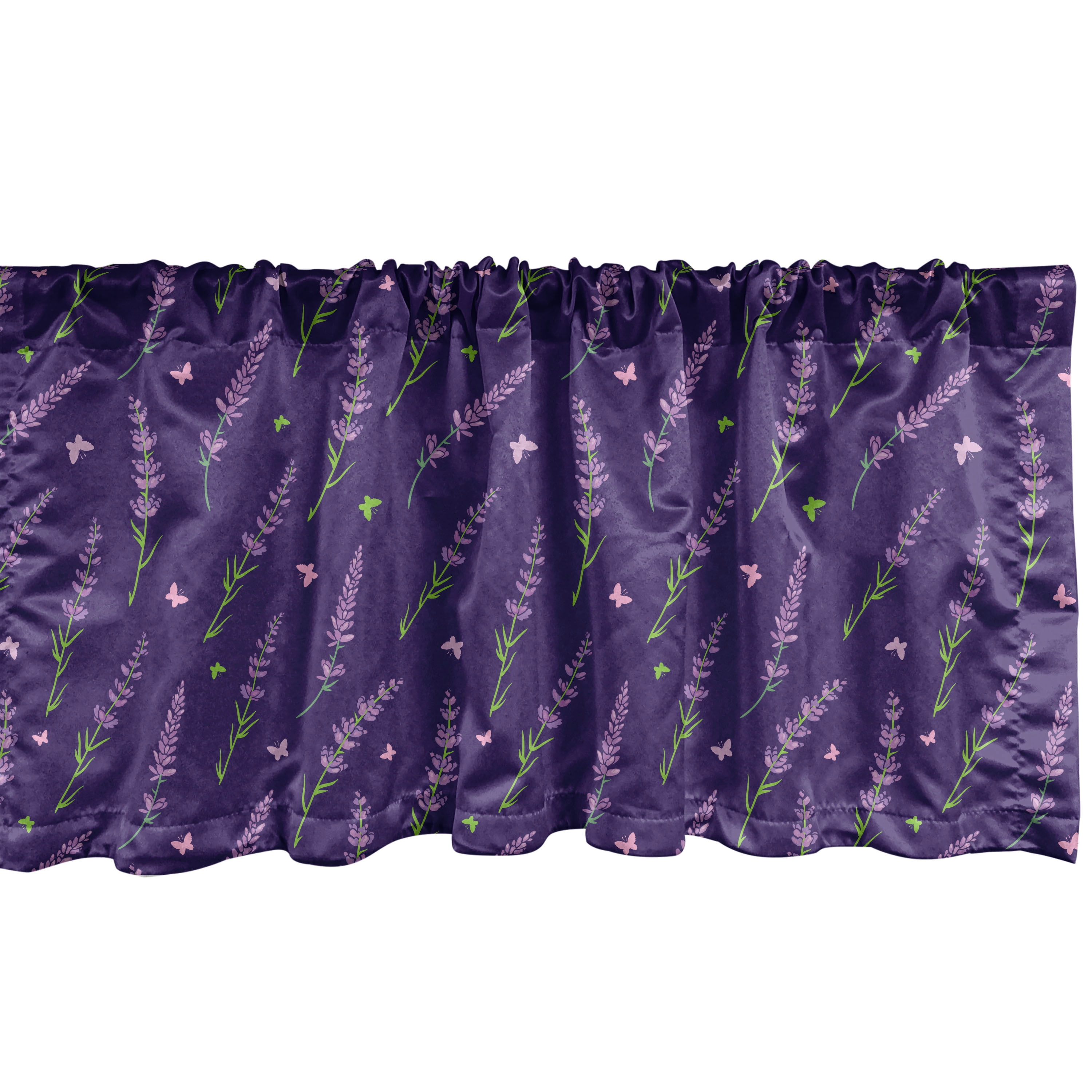 Ambesonne Dark Purple Window Valance, Floral and Butterflies, 42" x 12 ...