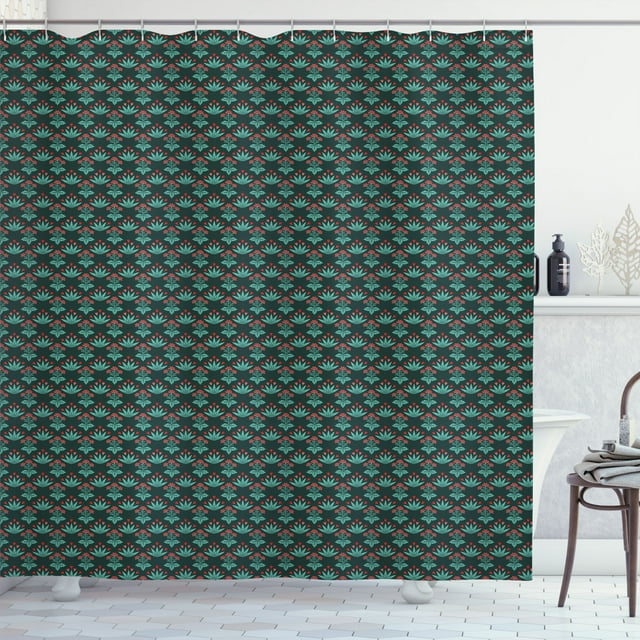 Ambesonne Dark Teal Shower Curtain, Floral Pattern Tulips, 69"Wx84"L ...