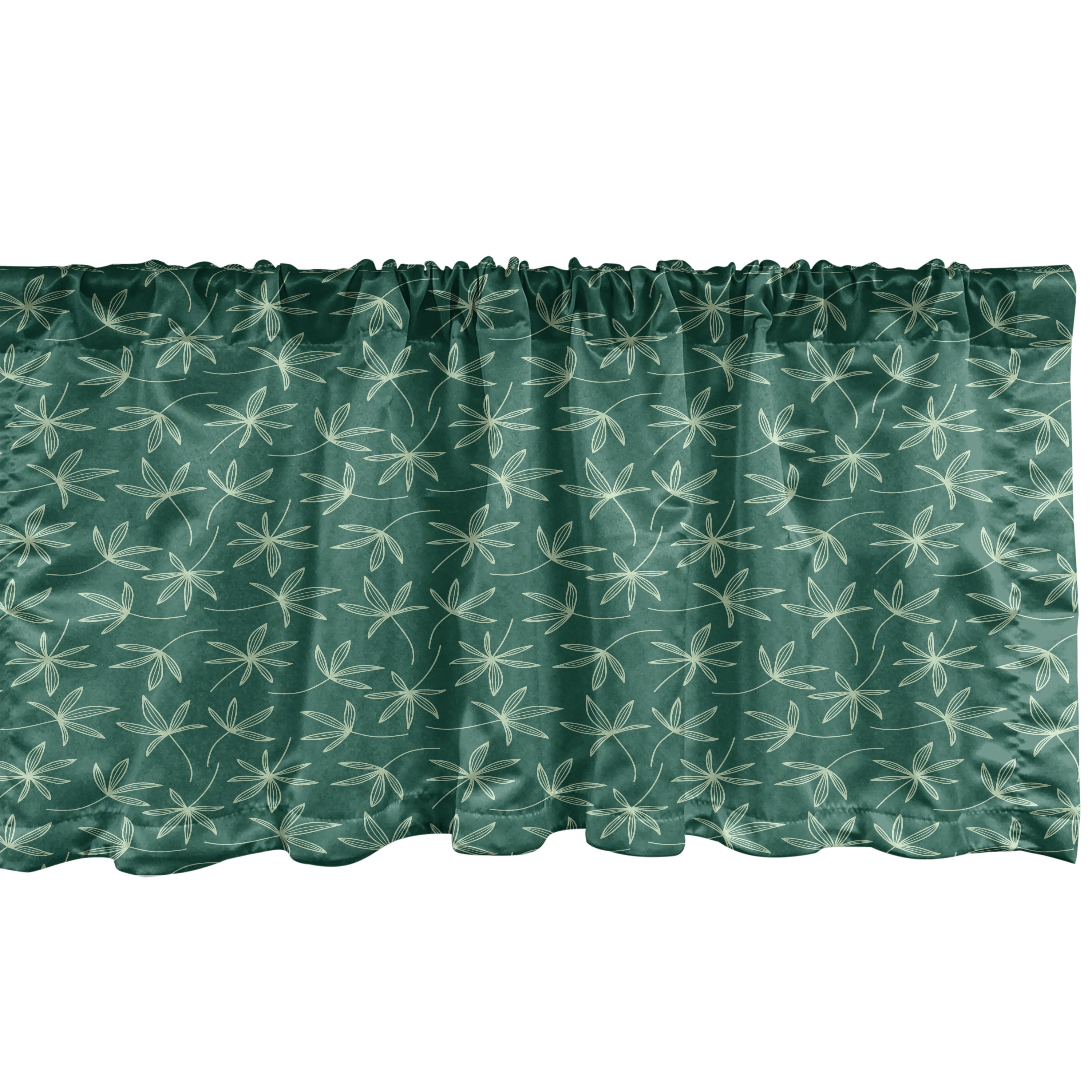Ambesonne Dark Teal Window Valance, Botanical Design Leaves, 42" x 18 ...