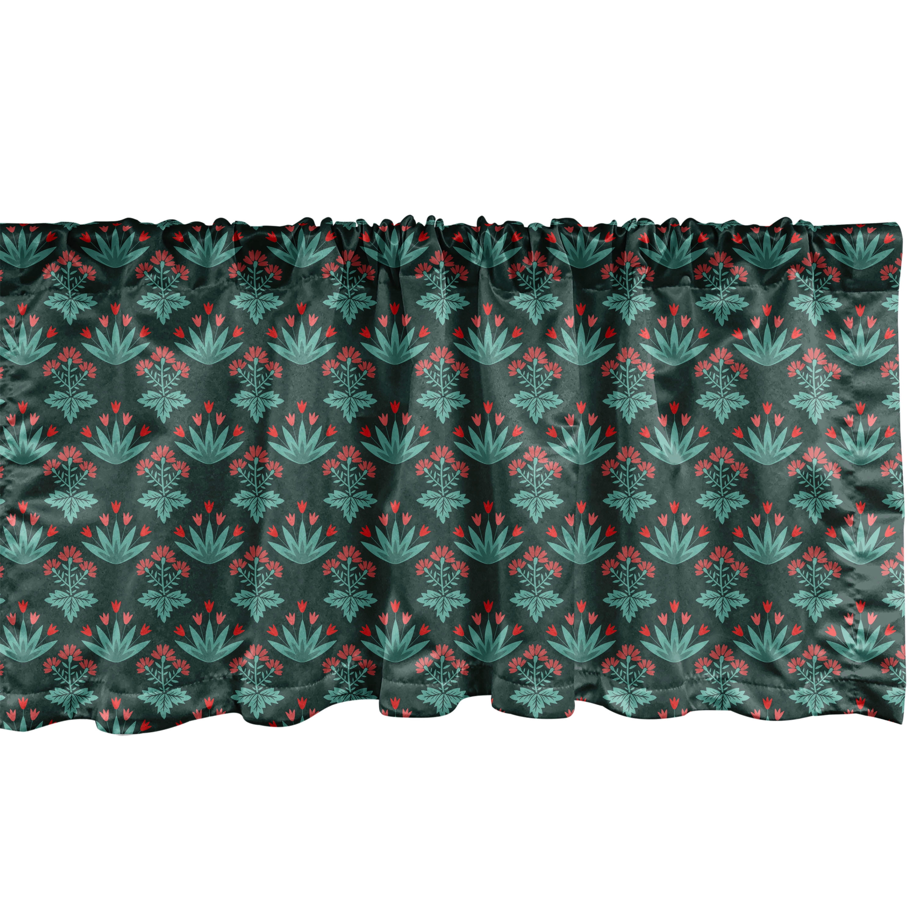 Ambesonne Dark Teal Window Valance, Floral Pattern Tulips, 54" X 12 ...