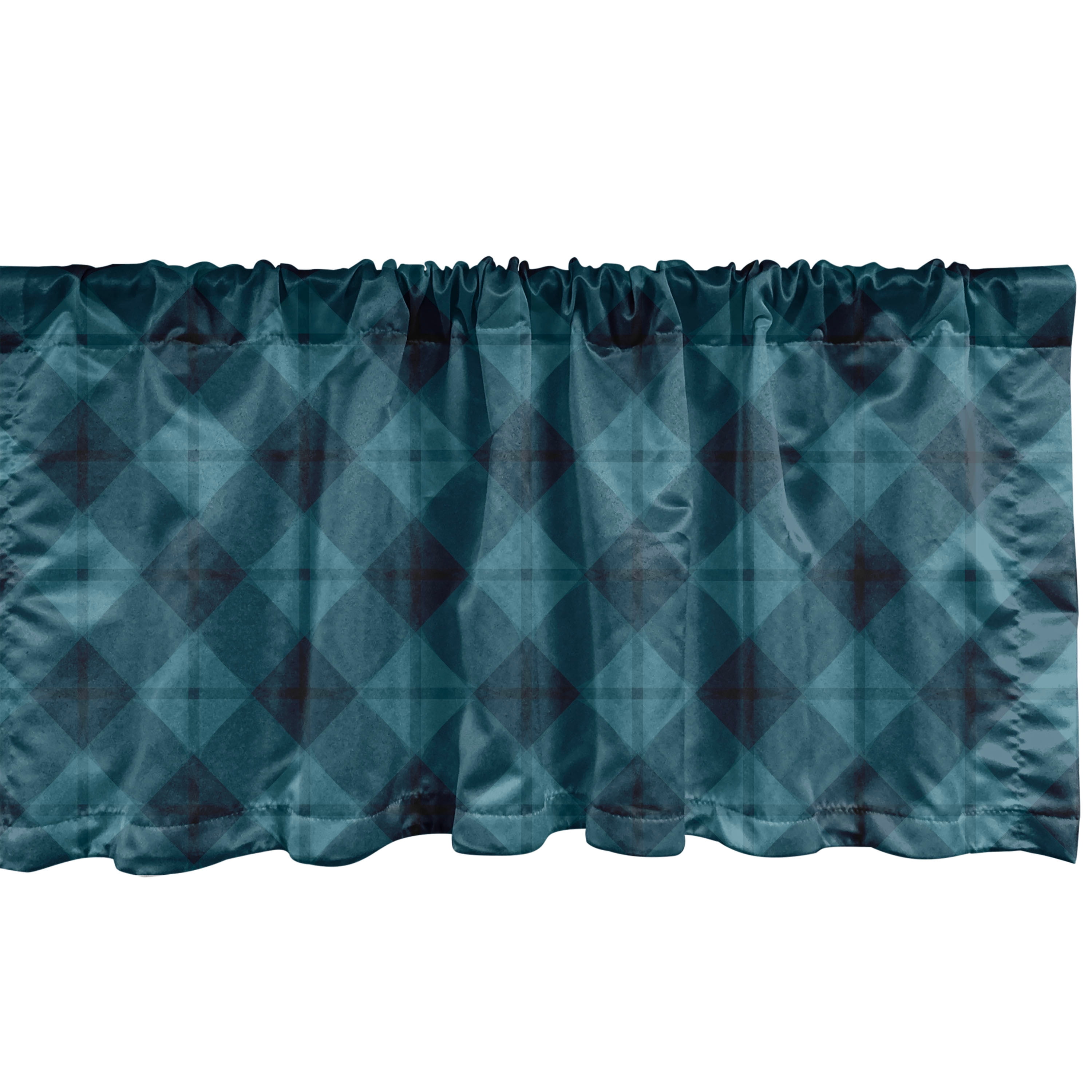 Ambesonne Dark Teal Window Valance, Simplistic Square Shapes, 42" x 18 ...