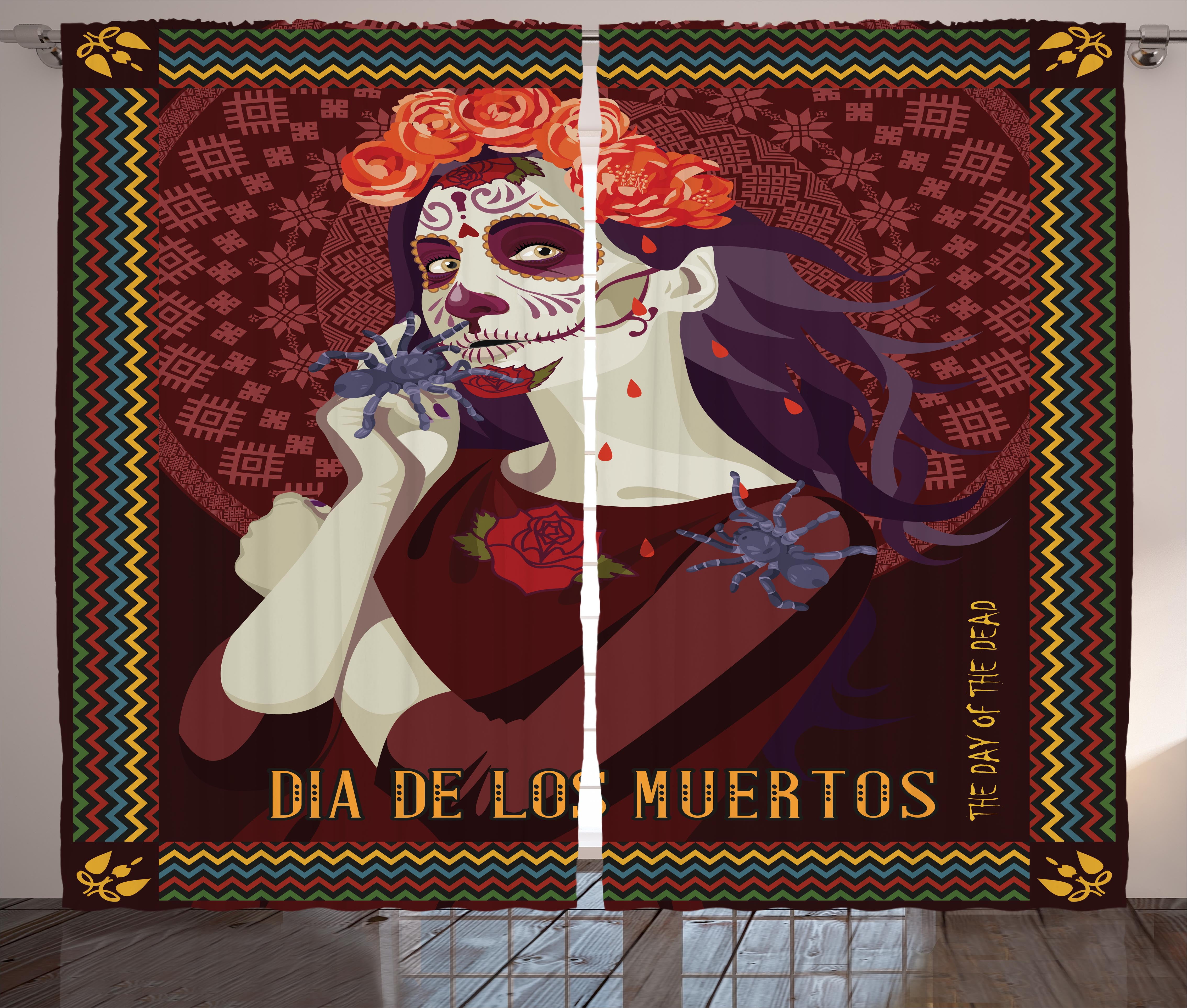 Ambesonne Day of Dead Curtains 2 Panel Set, Spanish Art, 108" x 63 ...