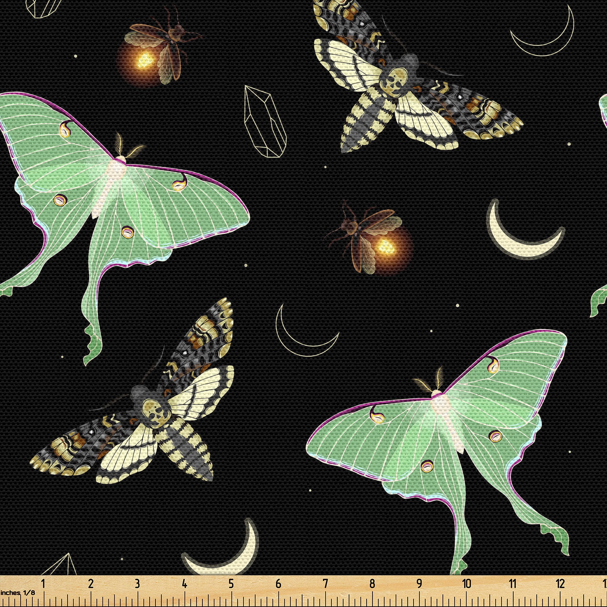 Ambesonne Death Moth Fabric by the Yard Upholstery, Goth Vibe Wings ...
