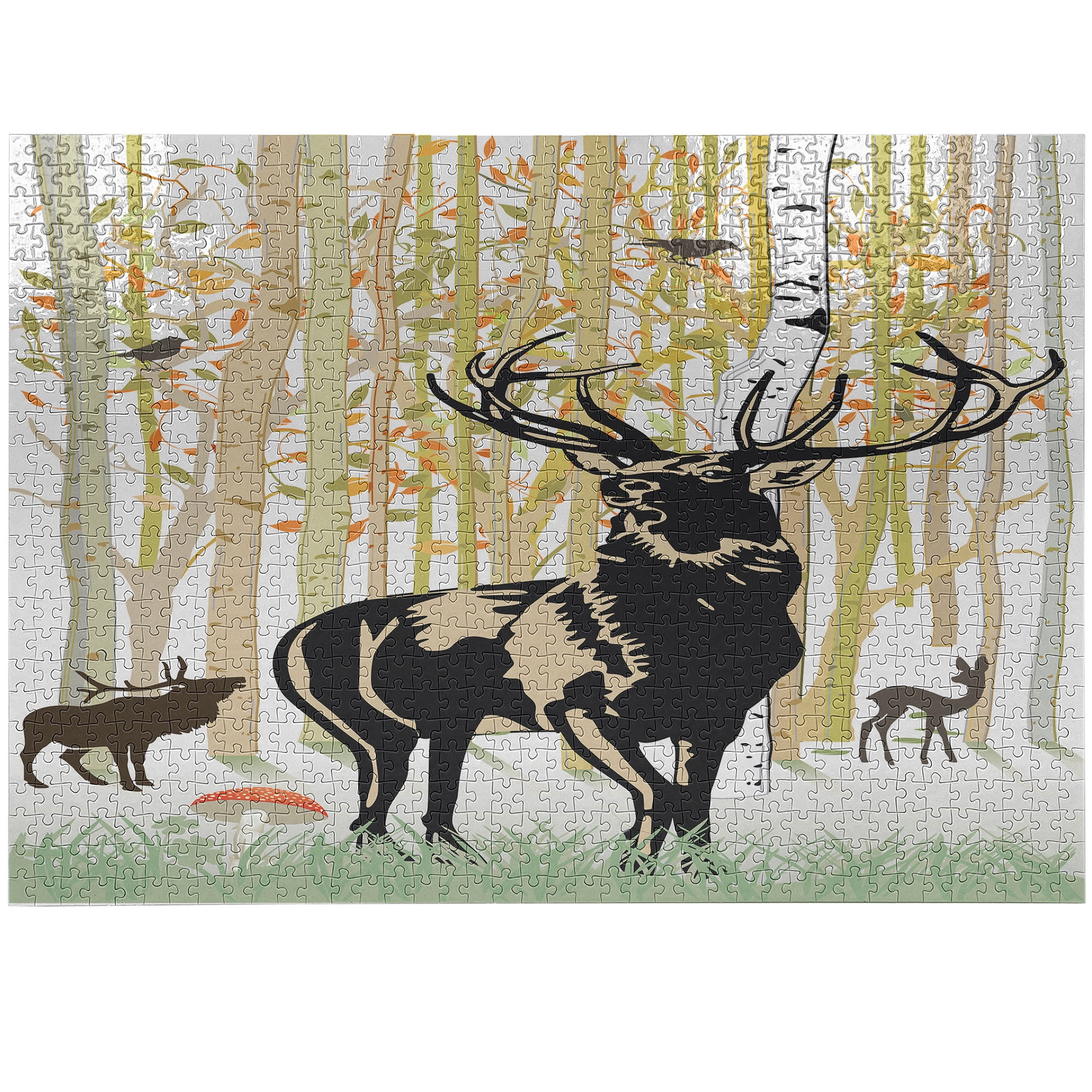 Ambesonne Deer Jigsaw Puzzle Durable Cardboard, Autumn Forest Wild ...