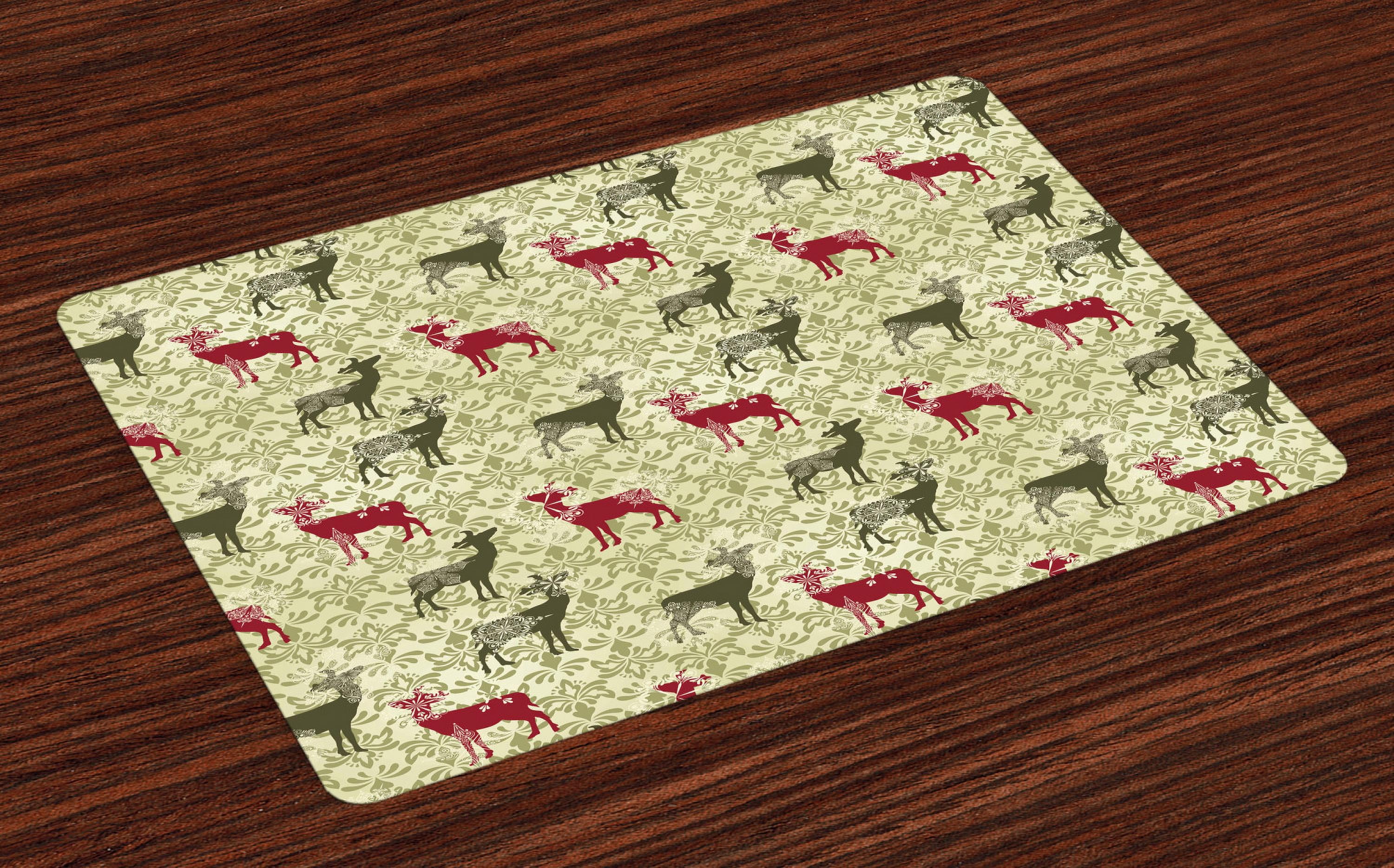 Ambesonne Deer Place Mats Set of 4, Damask Pattern, Standard Size ...