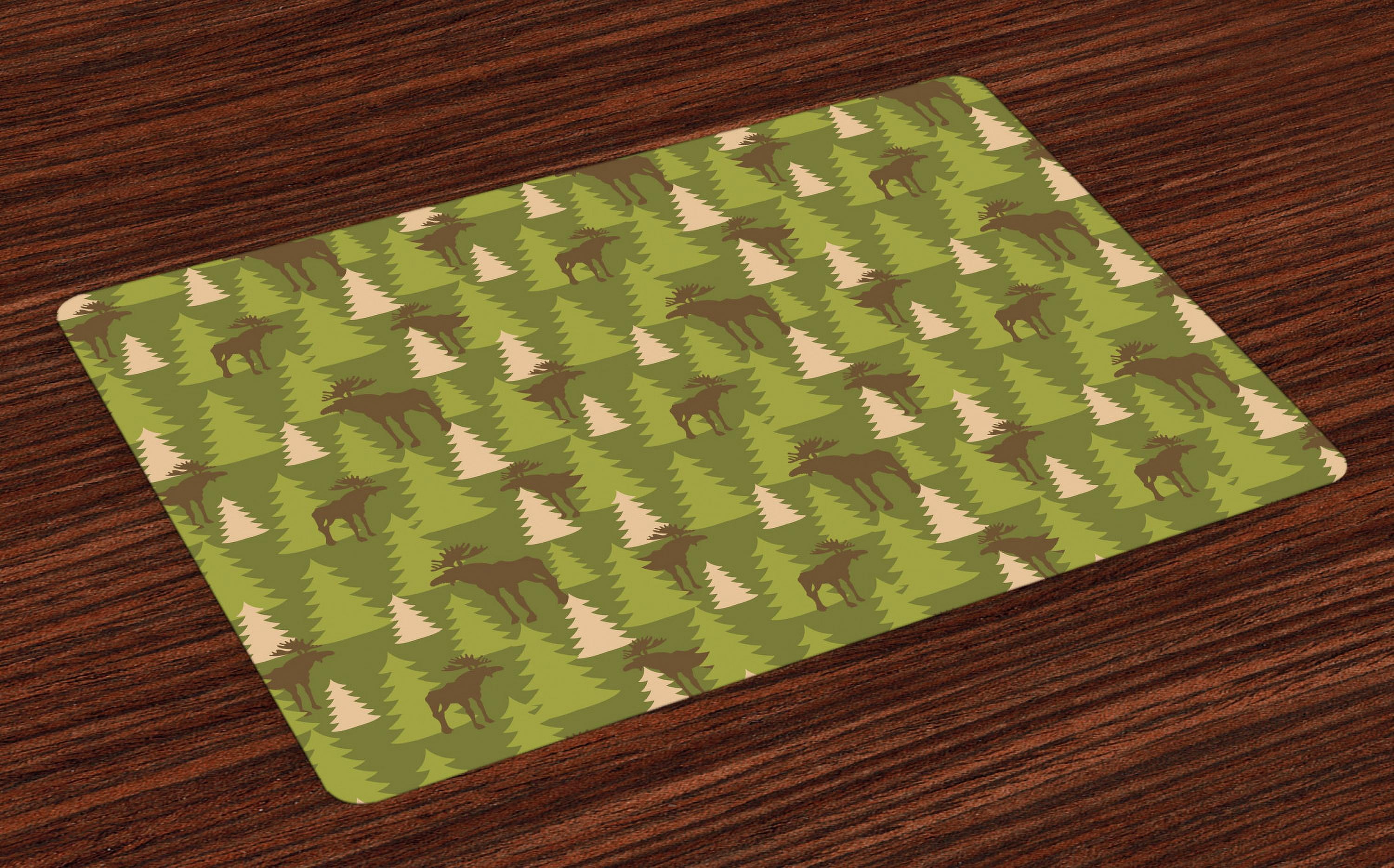 Ambesonne Deer Place Mats Set of 4, Forest Creatures Moose, Standard ...