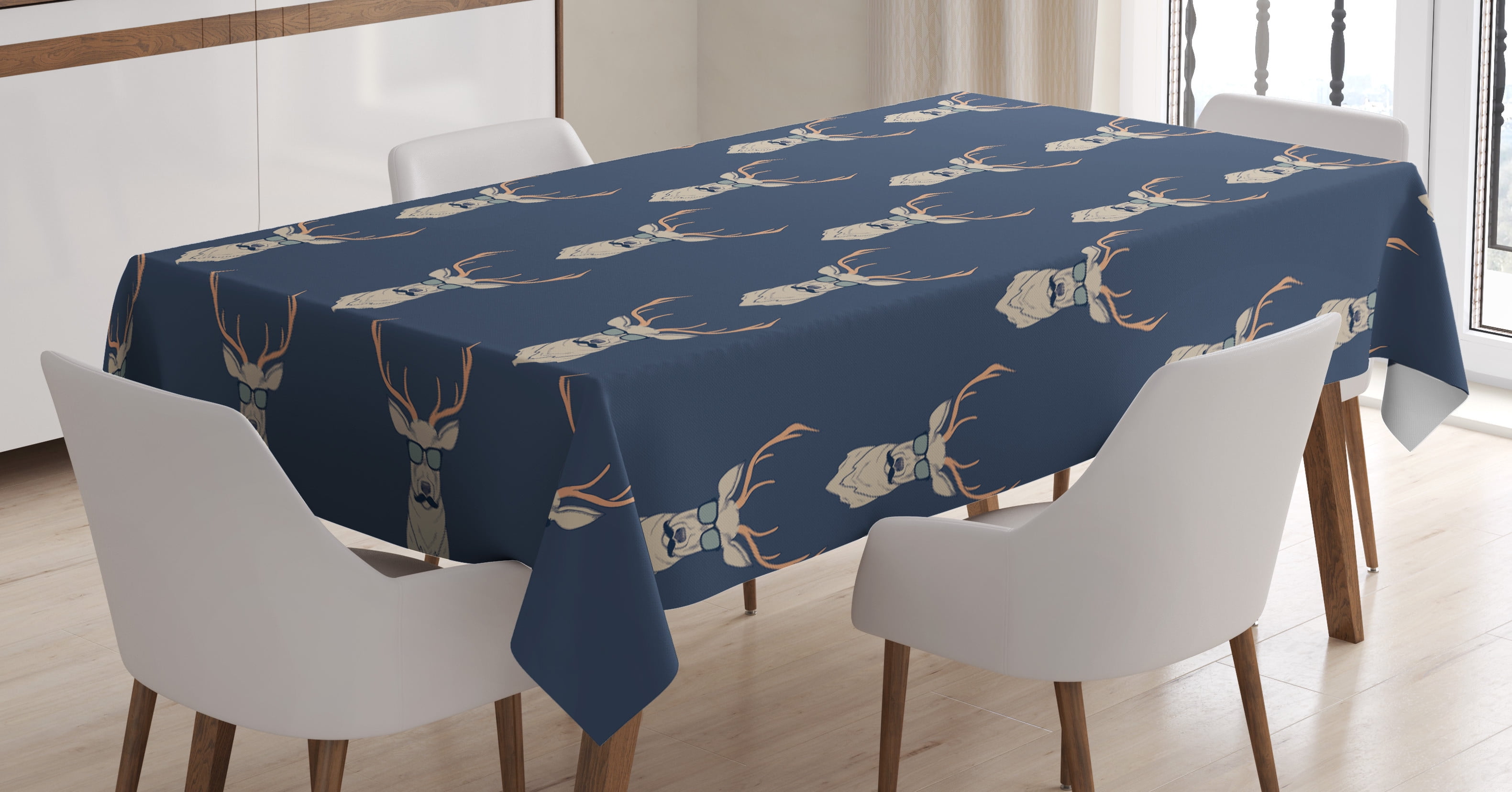 Ambesonne Deer Tablecloth Rectangular Table Cover, Retro Hipster ...