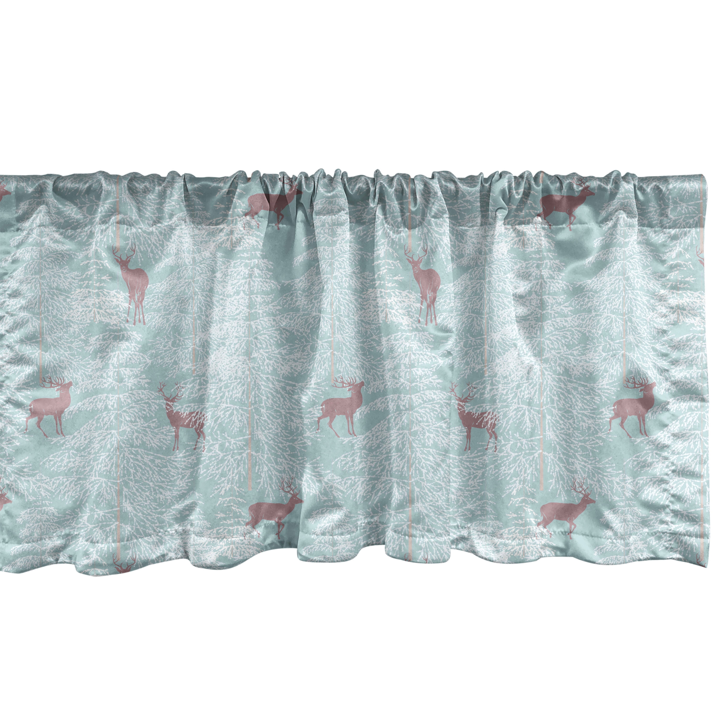 Ambesonne Deer Window Valance, Forest in the Winter Trees, 54" X 18 ...