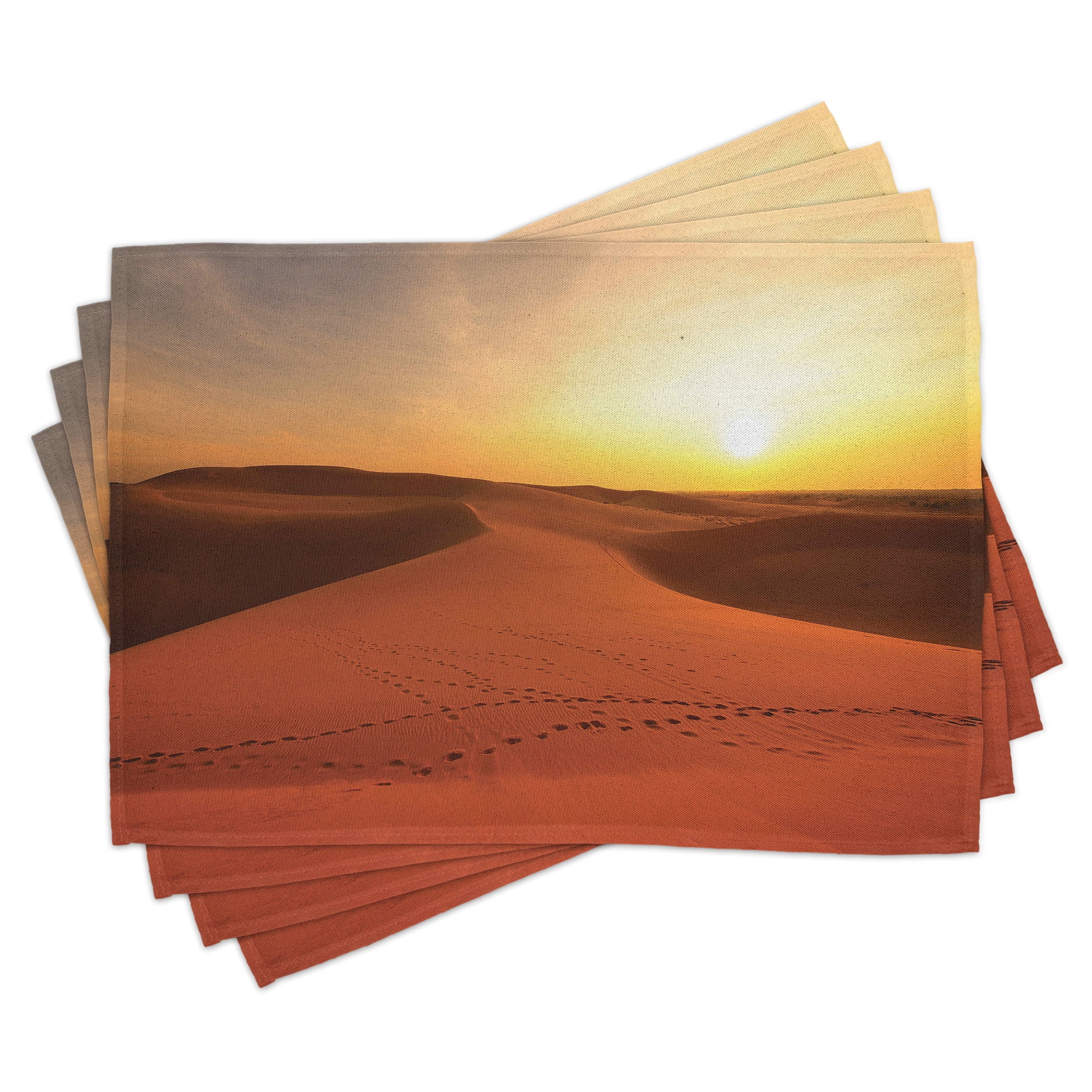 Ambesonne Desert Place Mats Set of 4, Footprints on Sand Dunes ...