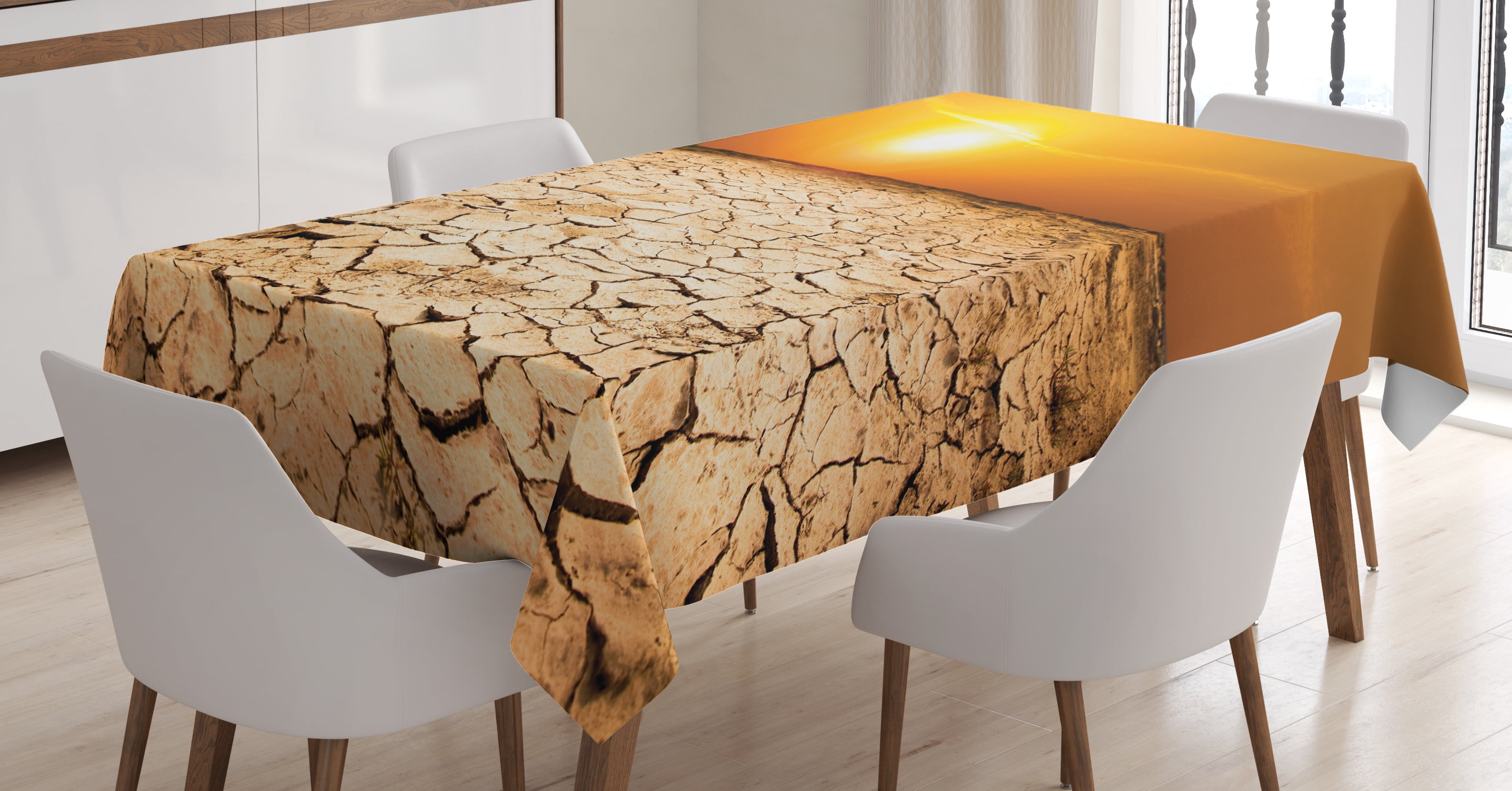 Ambesonne Desert Tablecloth Rectangular Table Cover, Drought Arid ...
