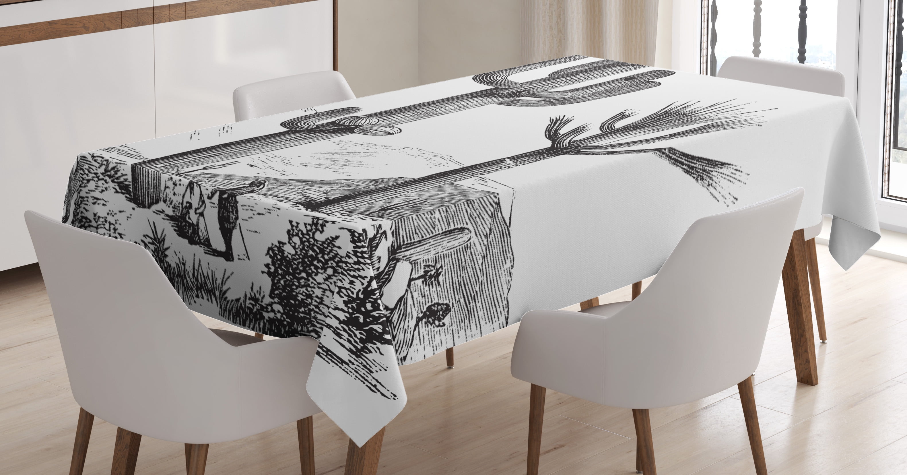 Ambesonne Desert Tablecloth Rectangular Table Cover, Sketchy Mexican ...