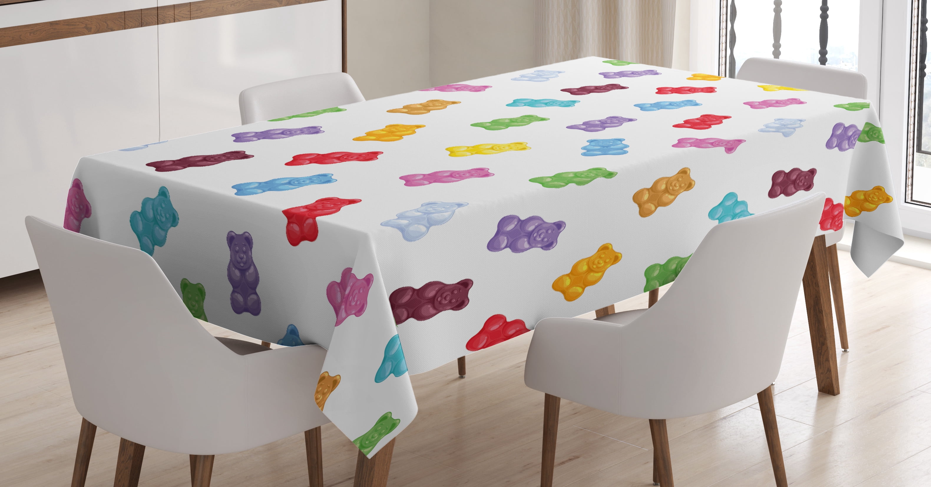 Ambesonne Dessert Tablecloth Rectangular Table Cover, Vibrant Gummy ...