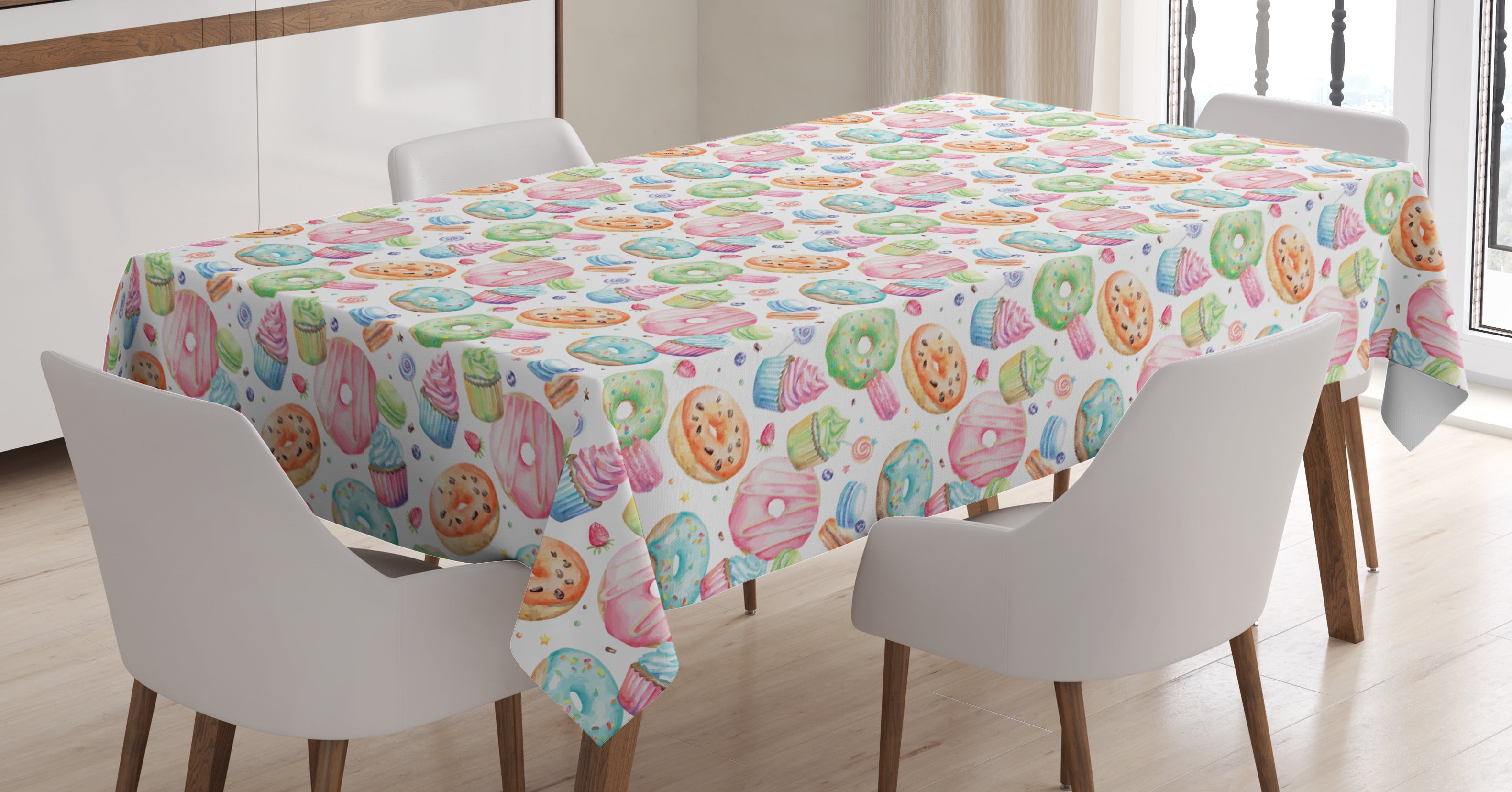 Ambesonne Dessert Tablecloth Rectangular Table Cover, Whipped Creamed ...