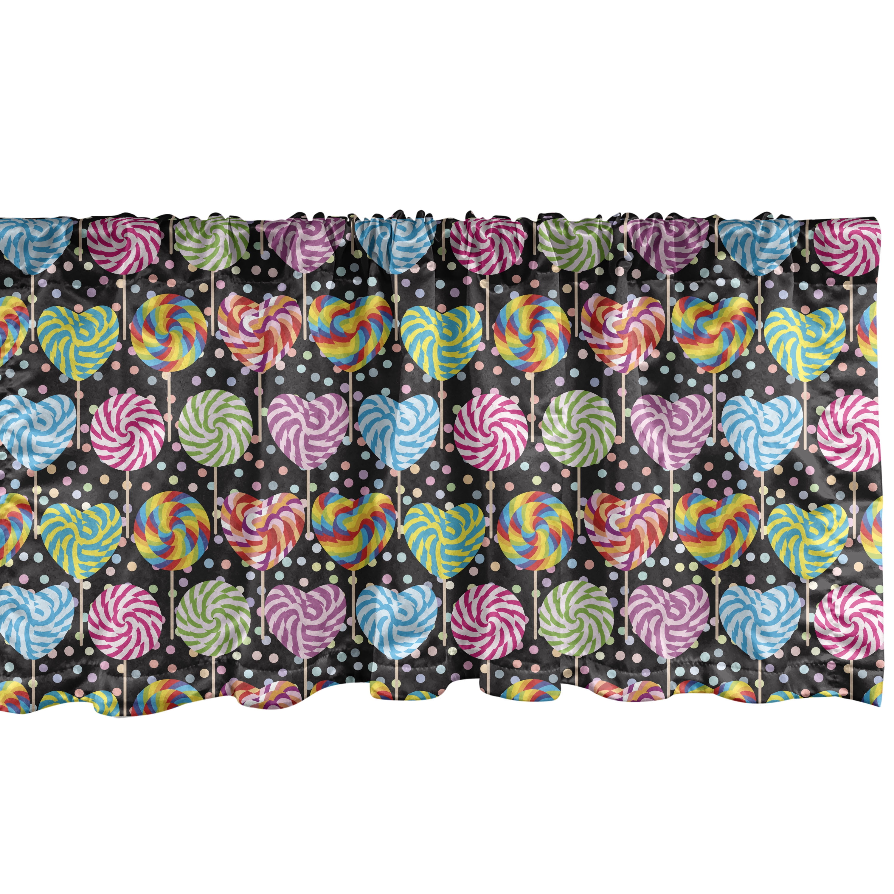 Ambesonne Dessert Window Valance, Colorful Candy Lollipops Spiral Sugar ...