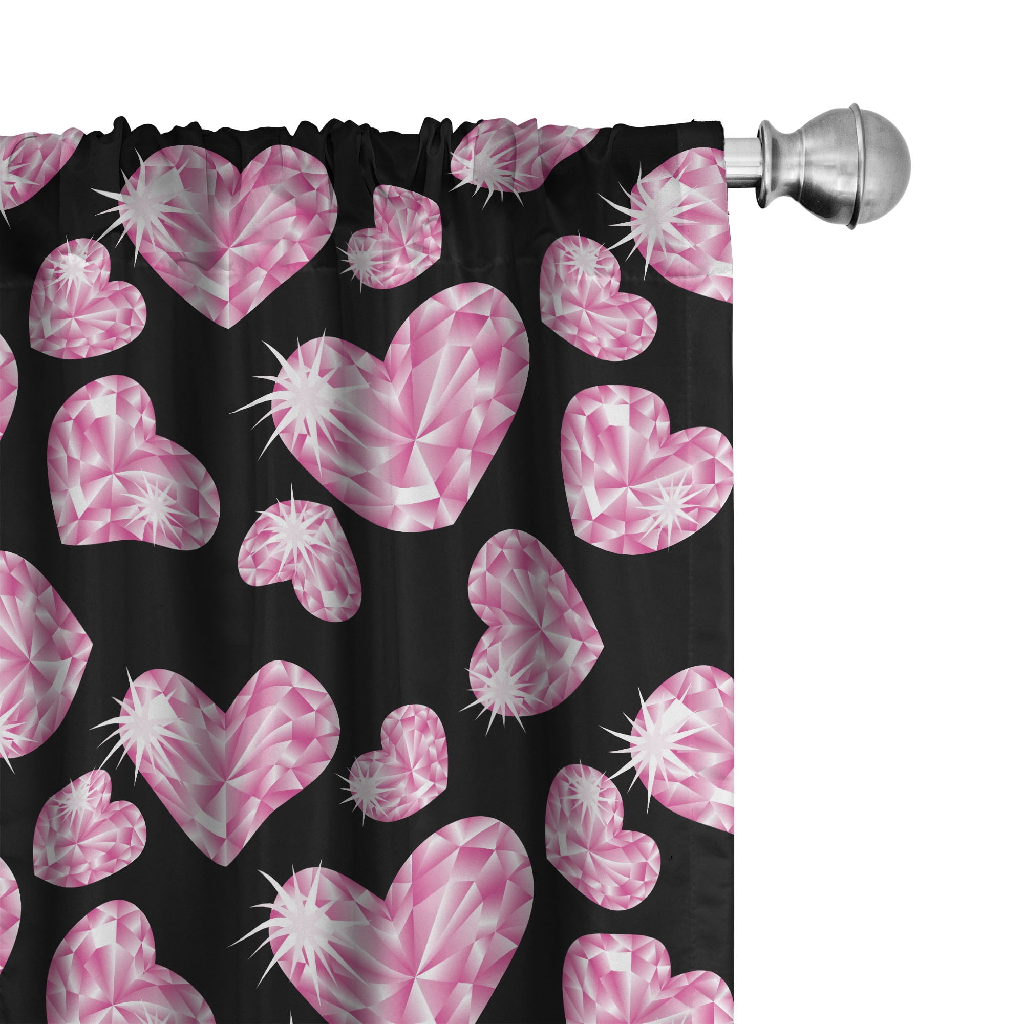 Ambesonne Diamonds Curtains, Romatic Heart Shapes, Pair of 28"x63 ...