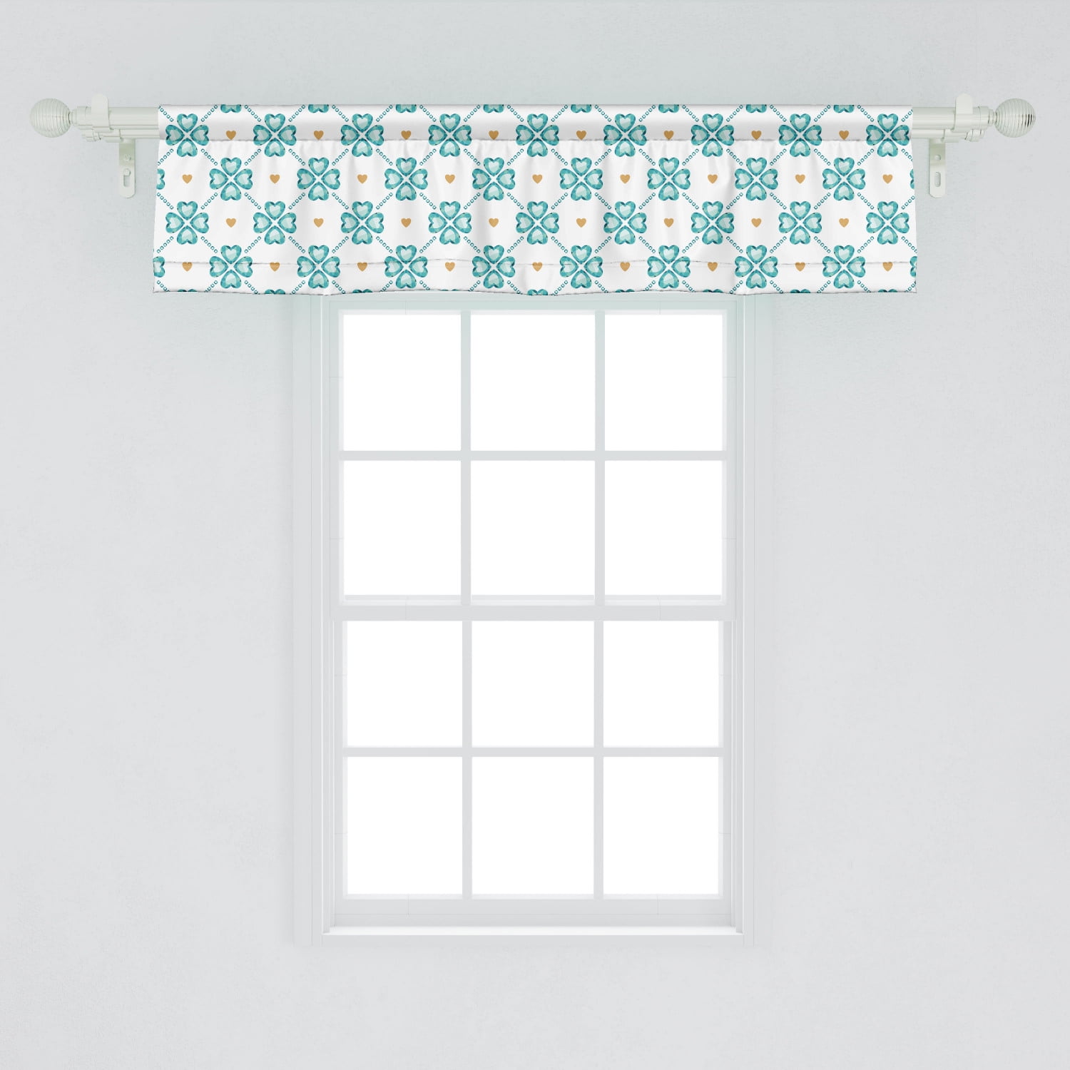 Ambesonne Diamonds Window Valance, Love Theme Crystal Hearts Pattern ...