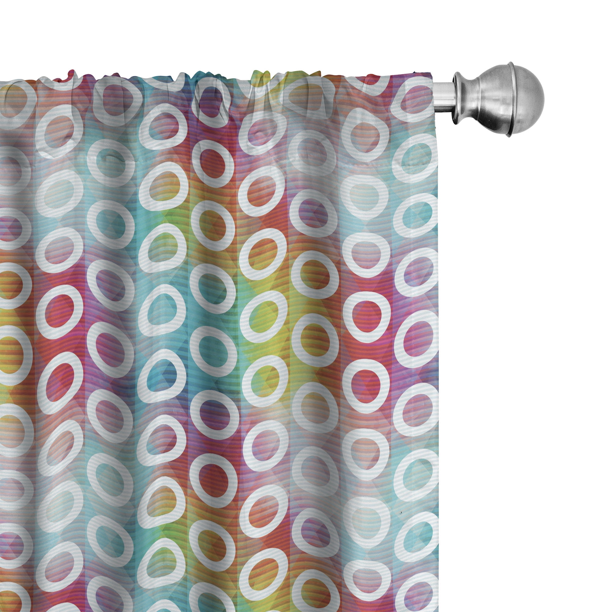 Ambesonne Digital Curtains, Rounds on Fractal Backdrop, Pair of 28"x84 ...