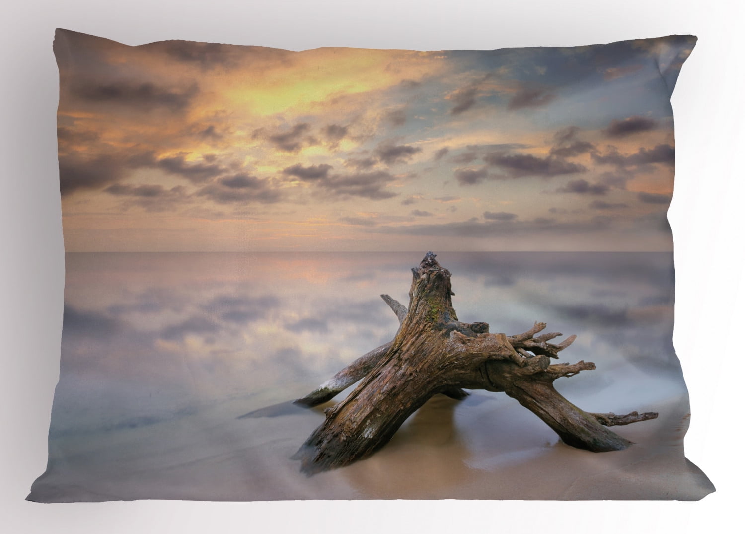 Ambesonne Digital Pillow Sham, Sunrise on Sandy Beach, 26" X 20 ...