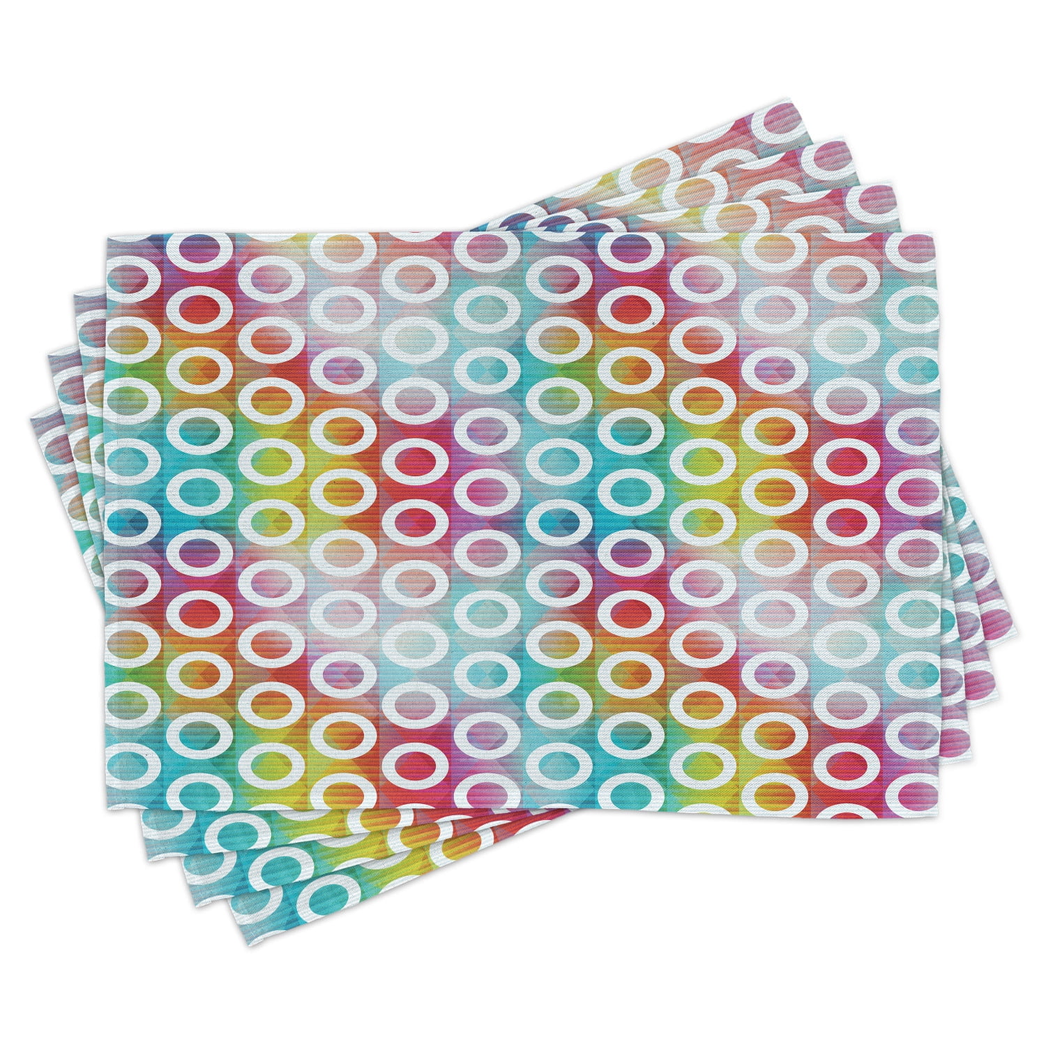 Ambesonne Digital Place Mats Set of 4, Rounds on Fractal Backdrop ...