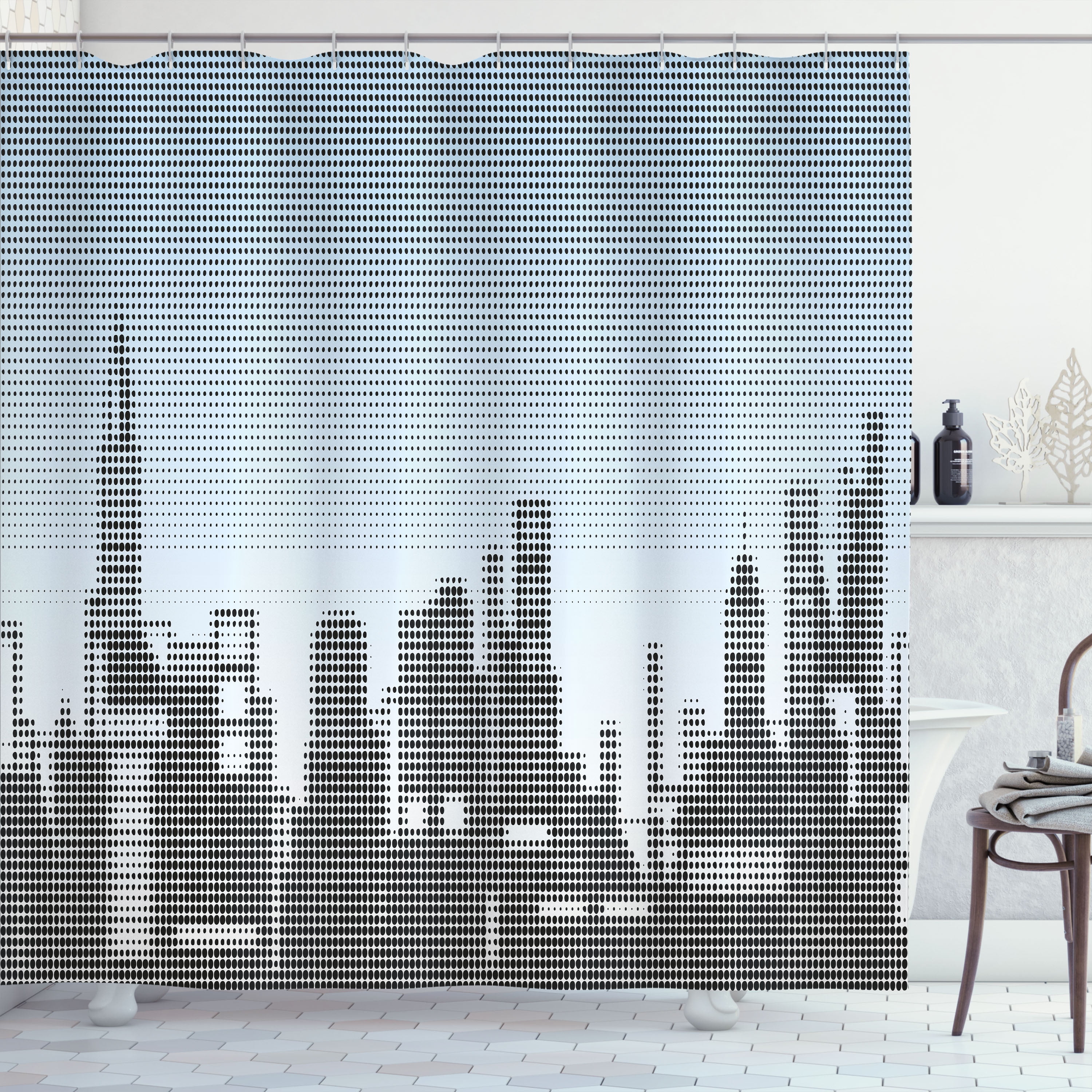 Ambesonne Digital Shower Curtain, City Skyline Futuristic, 69"Wx70"L ...