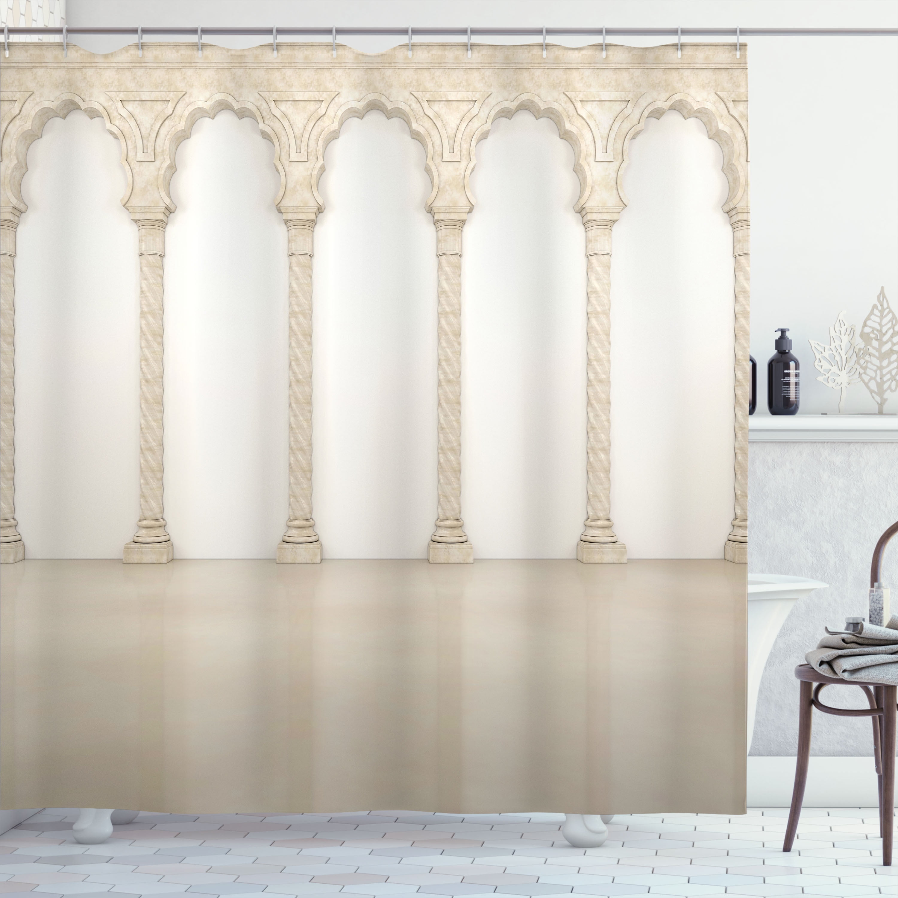 Ambesonne Digital Shower Curtain, Column Arches, 69"Wx84"L, Beige and ...