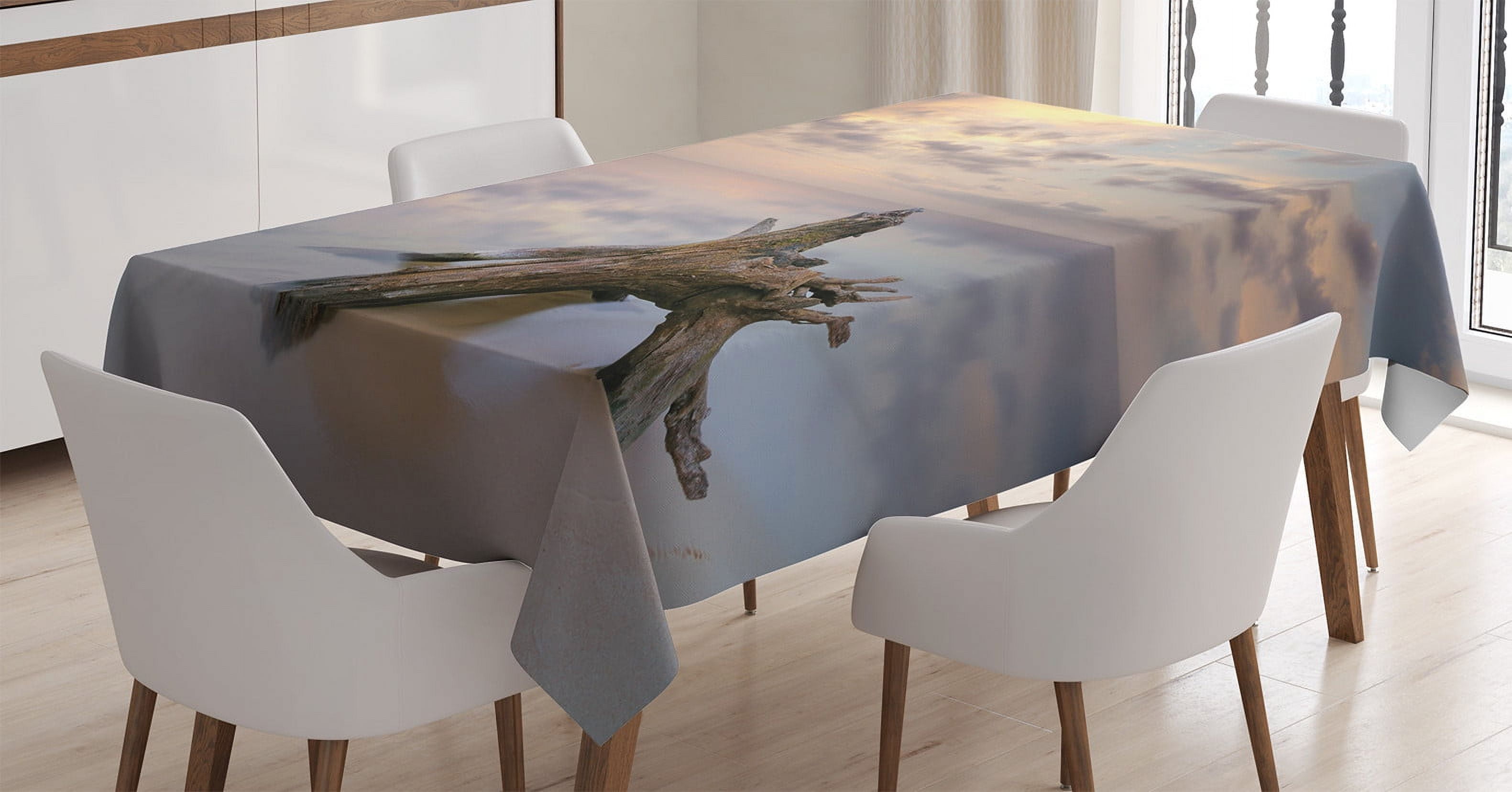 Ambesonne Digital Tablecloth Rectangular Table Cover, Sunrise on Sandy ...