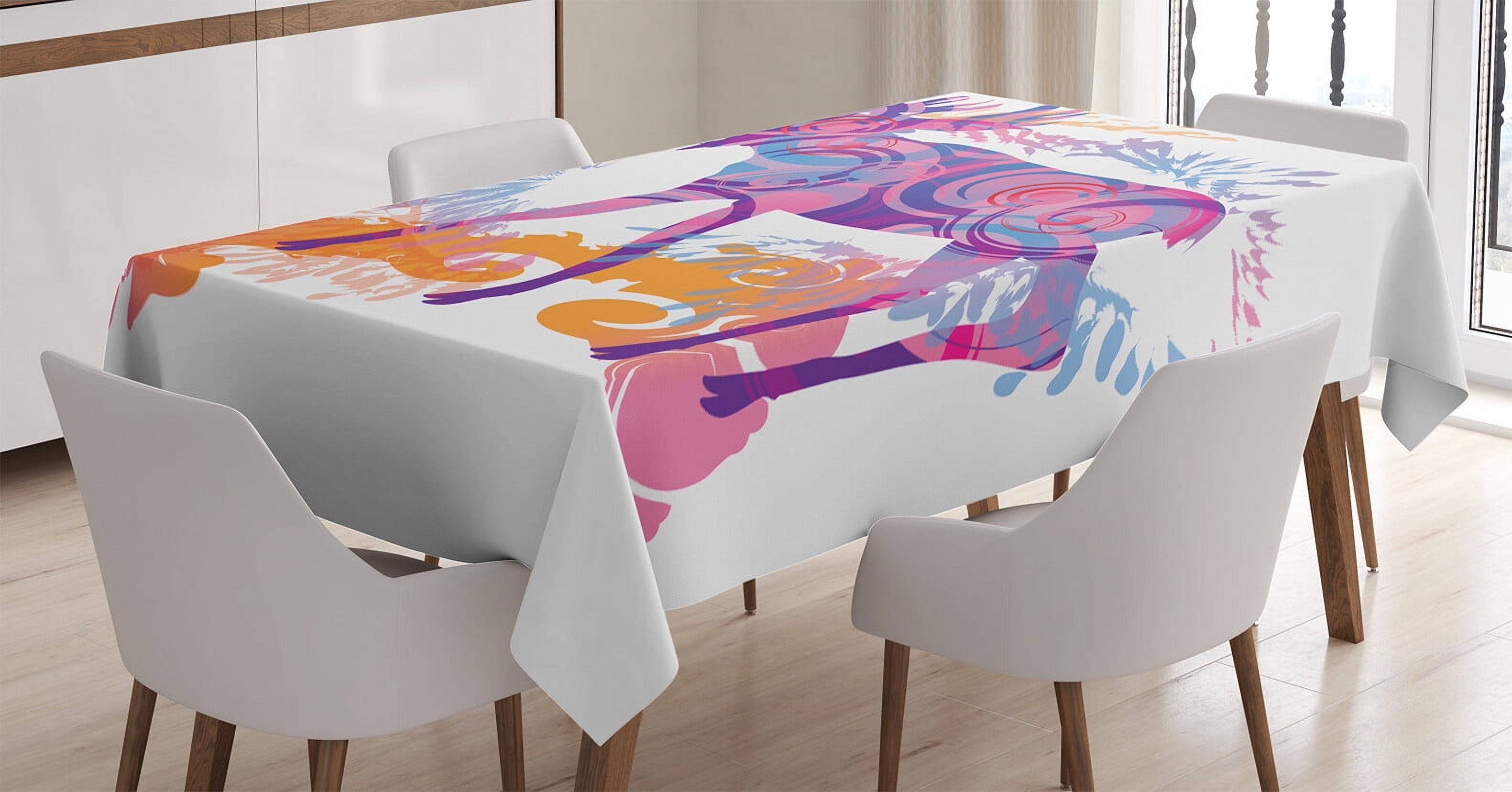 Ambesonne Digital Tablecloth Rectangular Table Cover, Trippy Vivid Deer ...