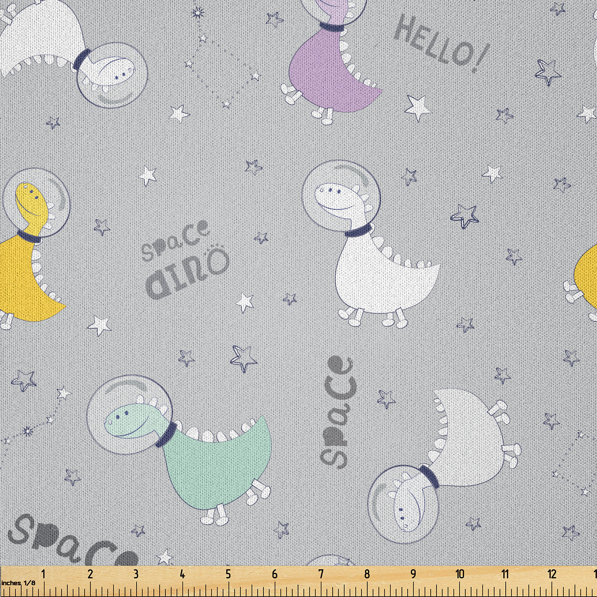 Ambesonne Dinosaur Fabric by the Yard Microfiber, Jurassic Animals in ...