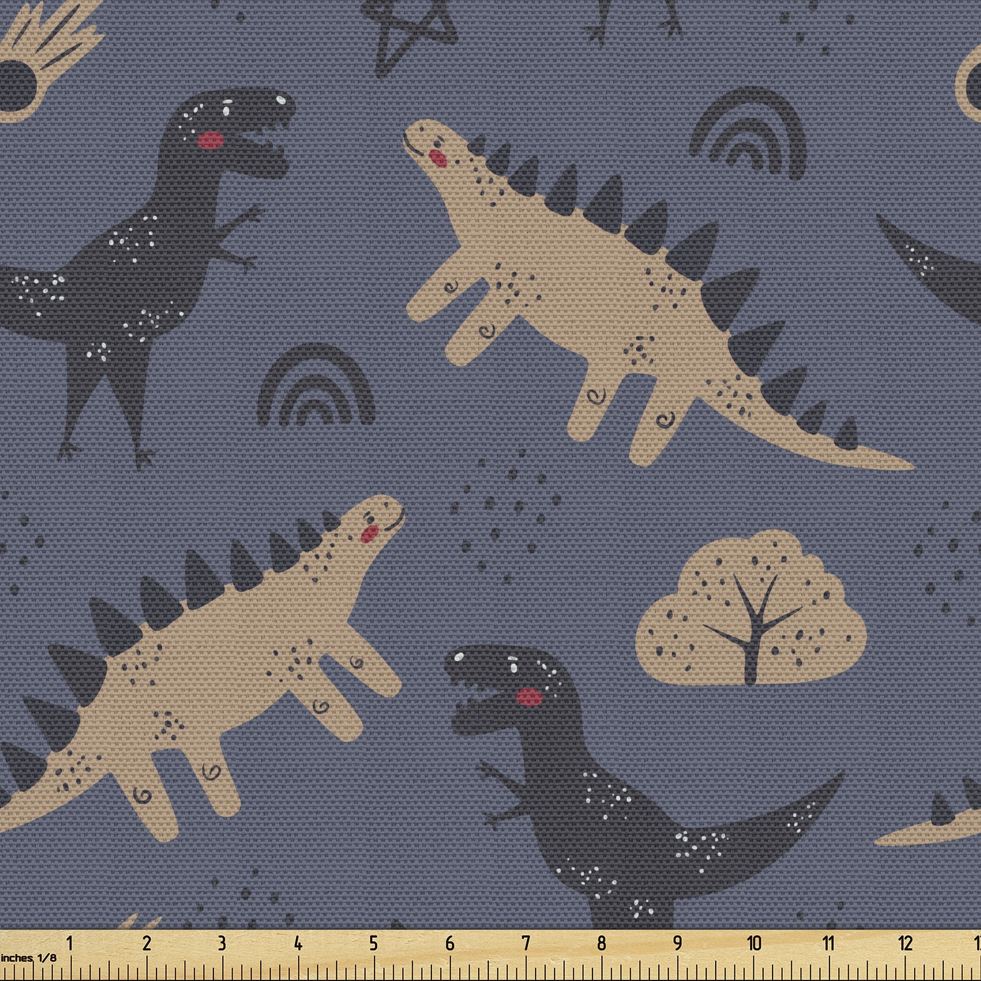 Ambesonne Dinosaur Fabric by the Yard Upholstery, Prehistoric Animals ...