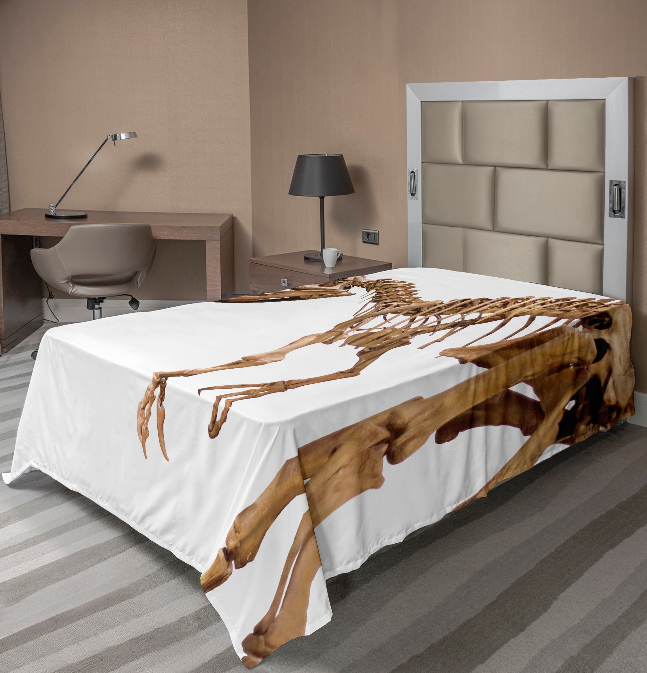 Ambesonne Dinosaur Flat Sheet, Archeology Theme T-Rex, Twin Size, Pale ...