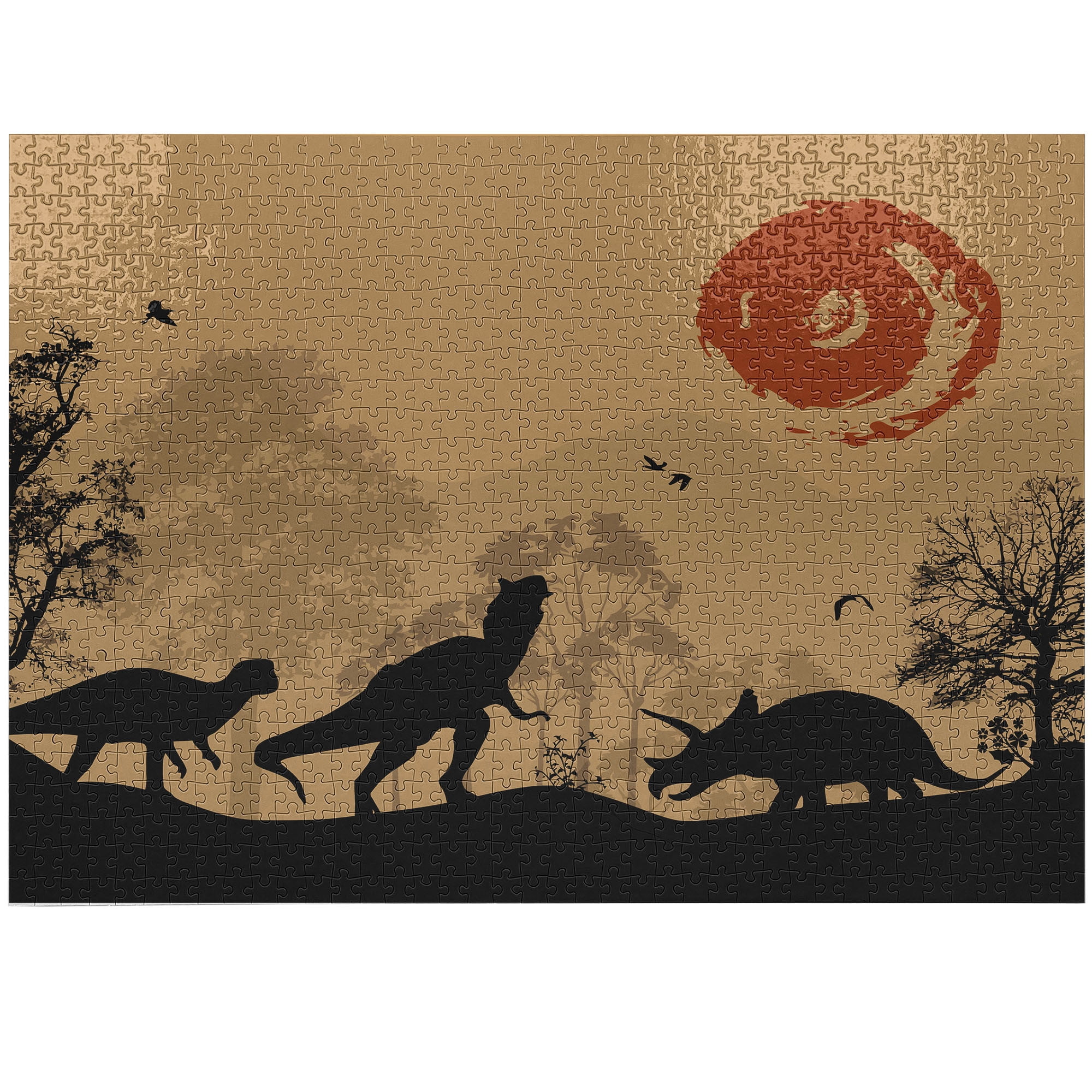 Ambesonne Dinosaur Jigsaw Puzzle, Prehistoric Wilderness, Heirloom ...