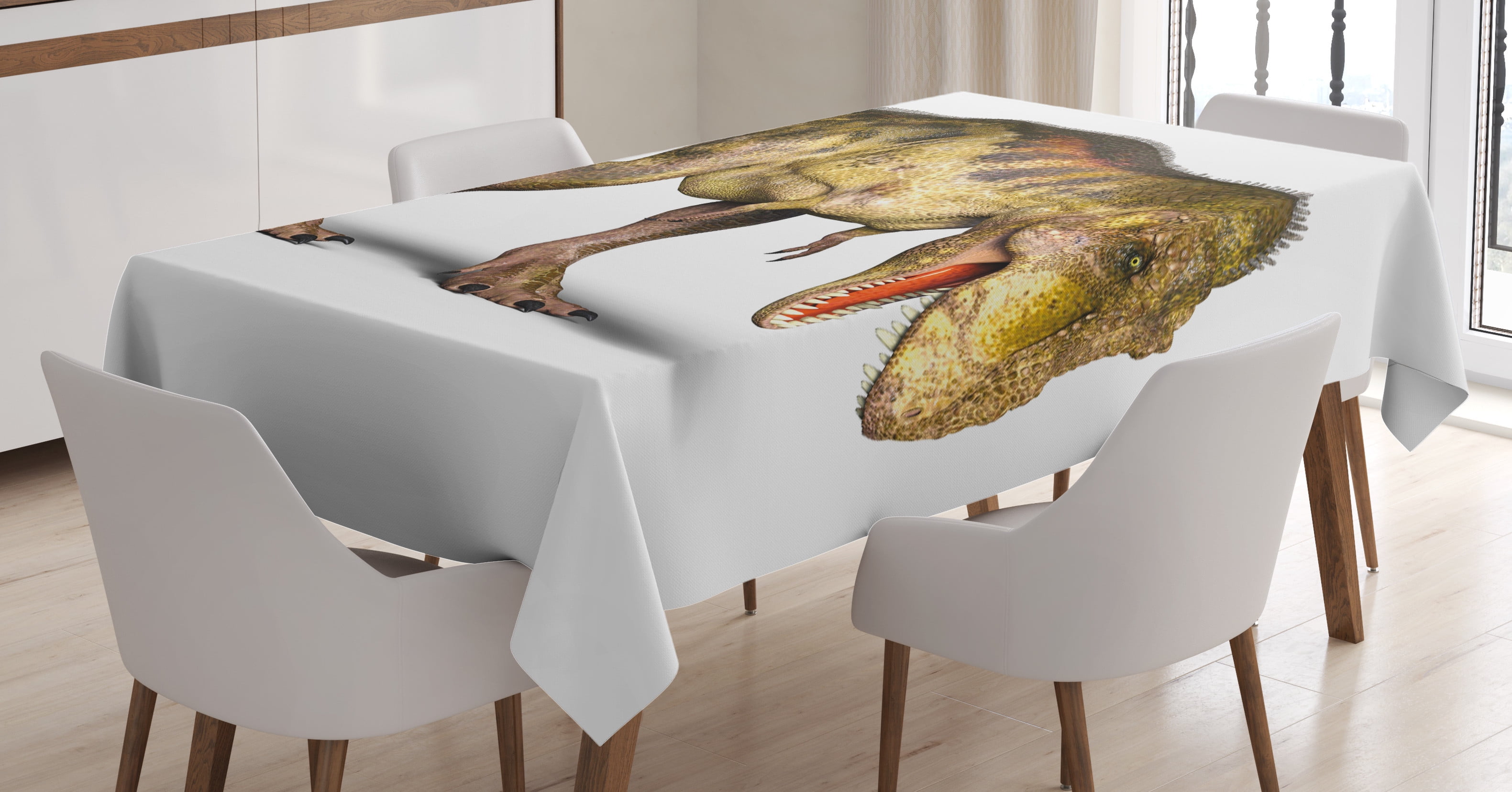Ambesonne Dinosaur Tablecloth Rectangular Table Cover, Prehistoric ...