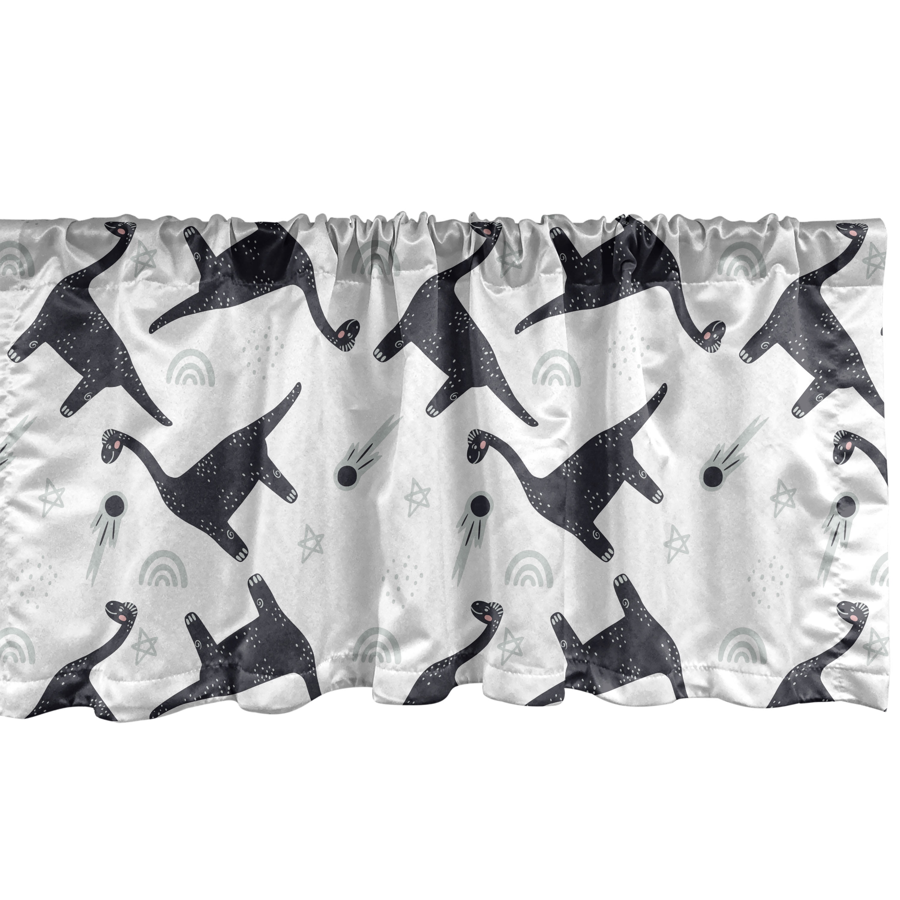Ambesonne Dinosaur Valance Pack of 2, Monochrome Animals Rainbow, 54 ...