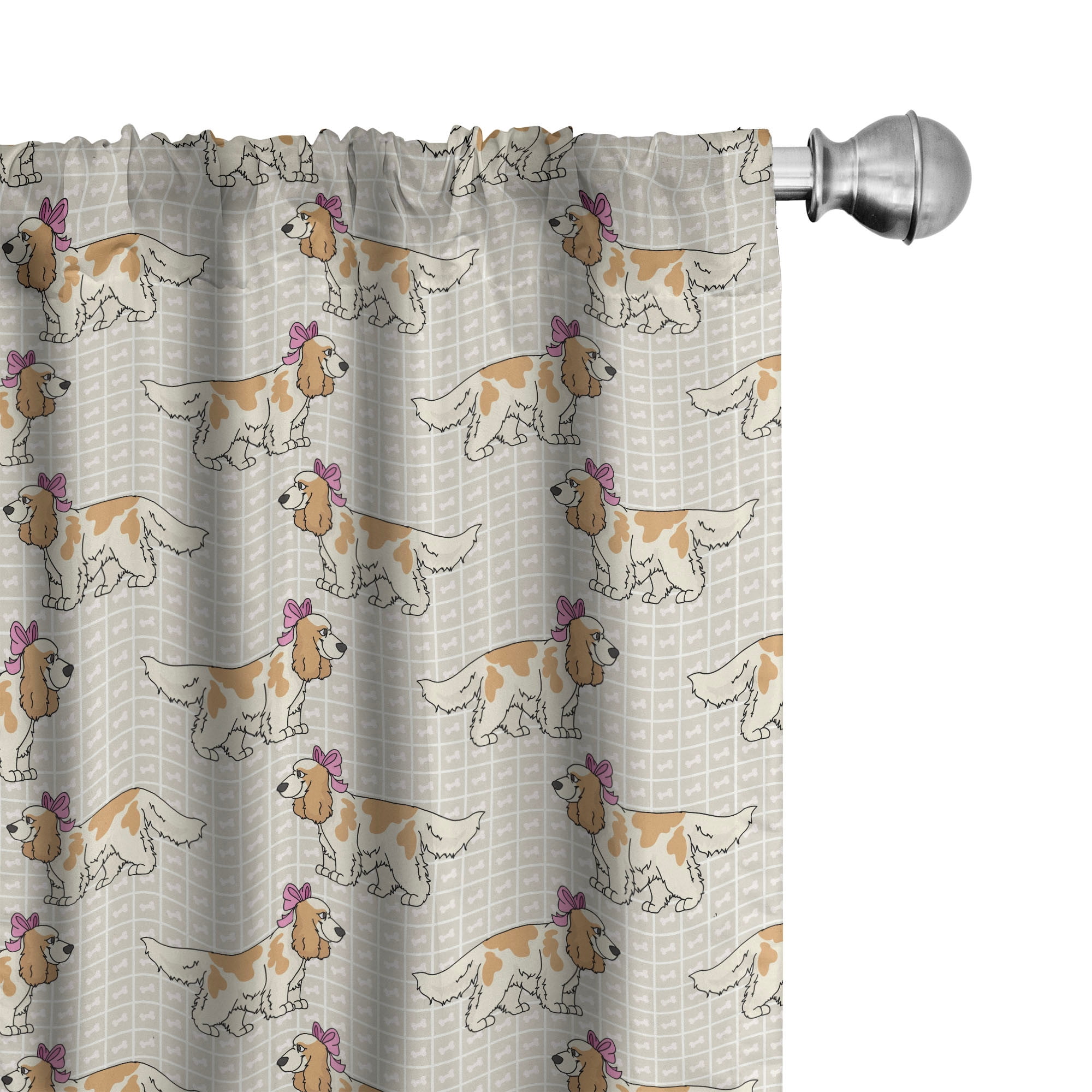 Ambesonne Dog Curtains, Cocker Spaniels with Bones Art, Pair of 28"x63 ...