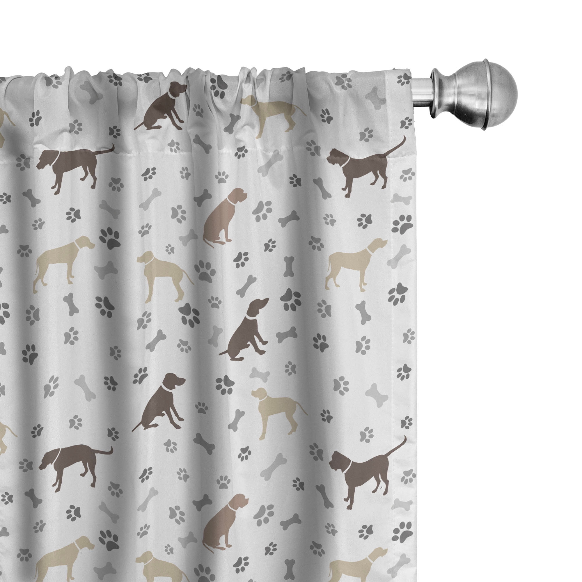 Ambesonne Dog Lover 4-Panel Curtains, Paw Print and Bones, 56"x95 ...