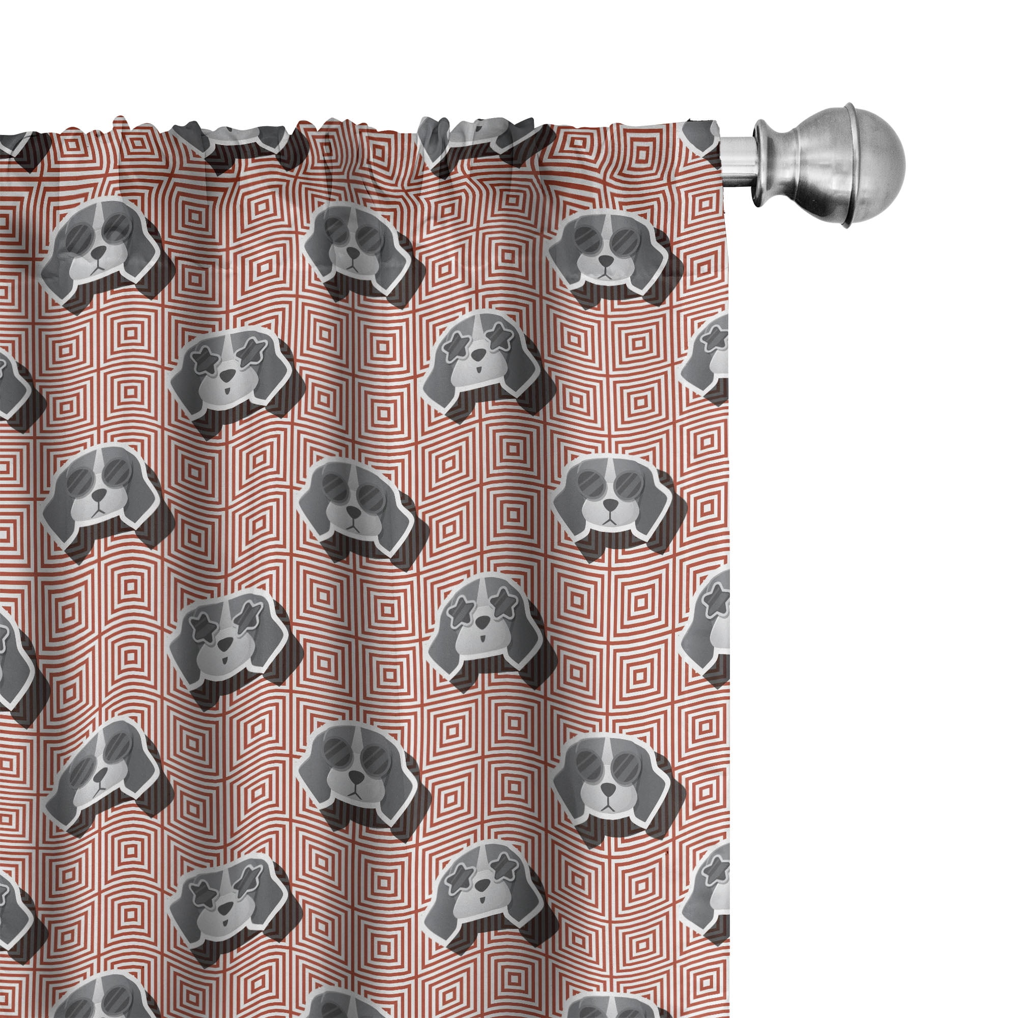 Ambesonne Dog Lover Curtains, Beagle Puppy Squares, Pair of 28"x84 ...