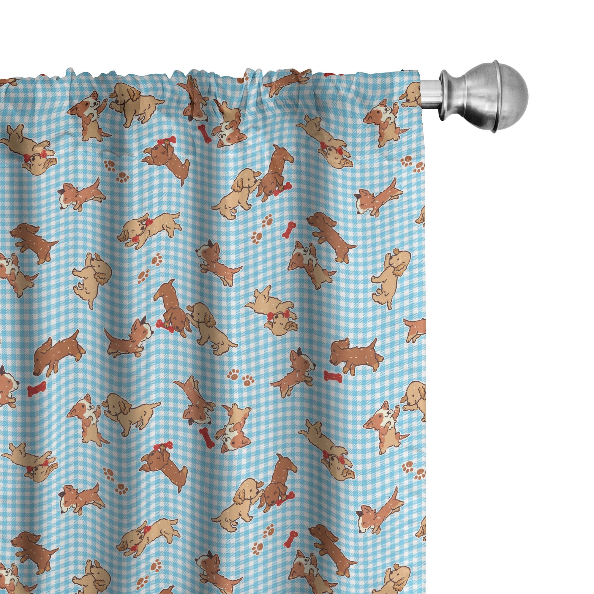 Ambesonne Dog Lover Curtains, Playful Golden Puppy, Pair of 28"x63 ...