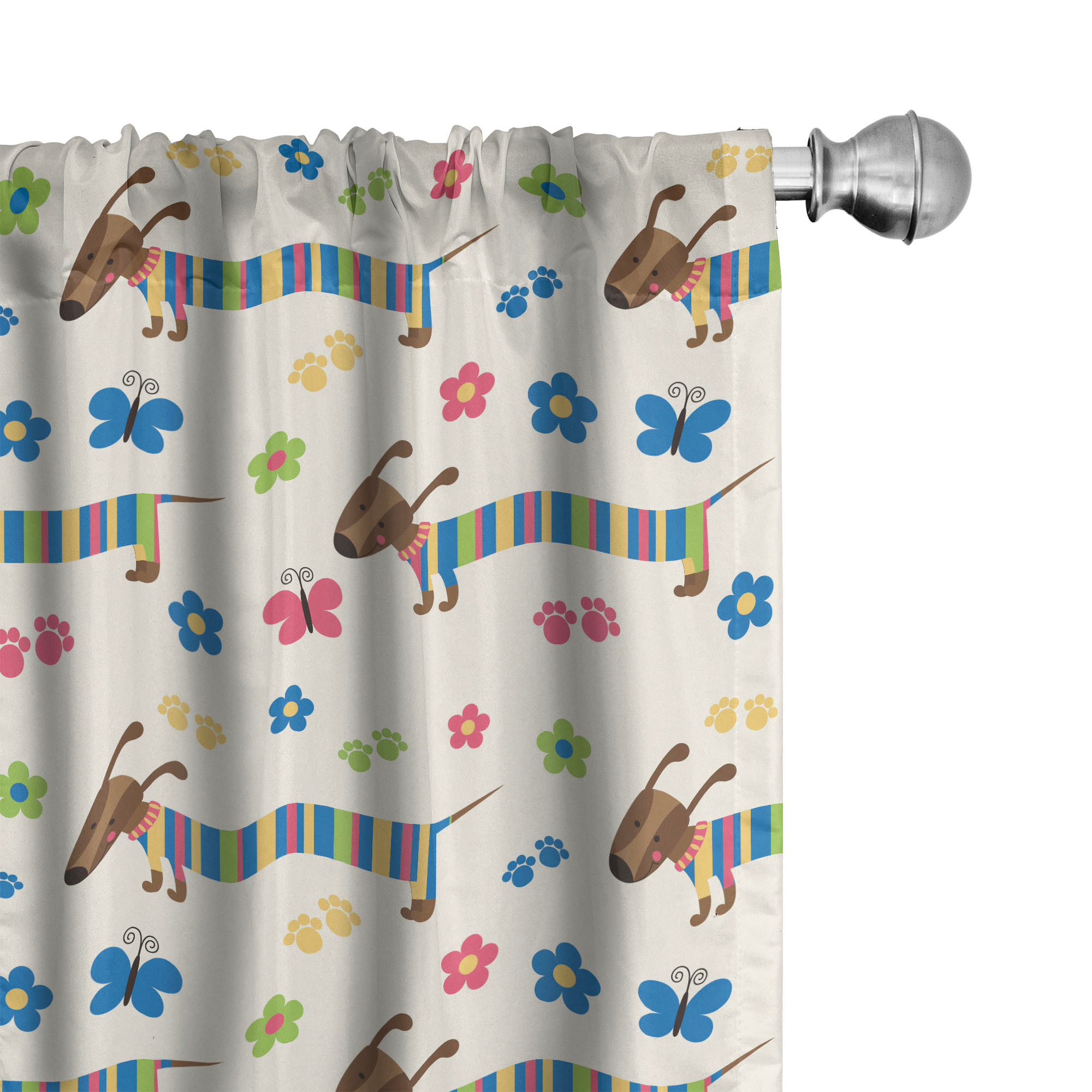 Ambesonne Dog Lover Curtains, Wiener Dog Cartoon, Pair of 28"x63 ...
