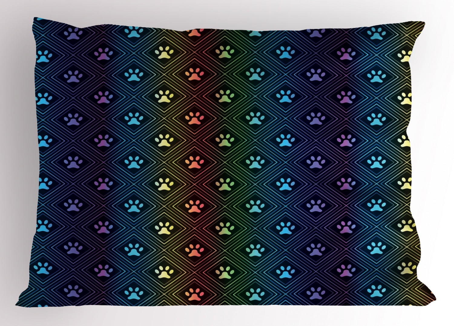 Ambesonne Dog Lover Pillow Sham, Paw Print Design, 36" X 20 ...