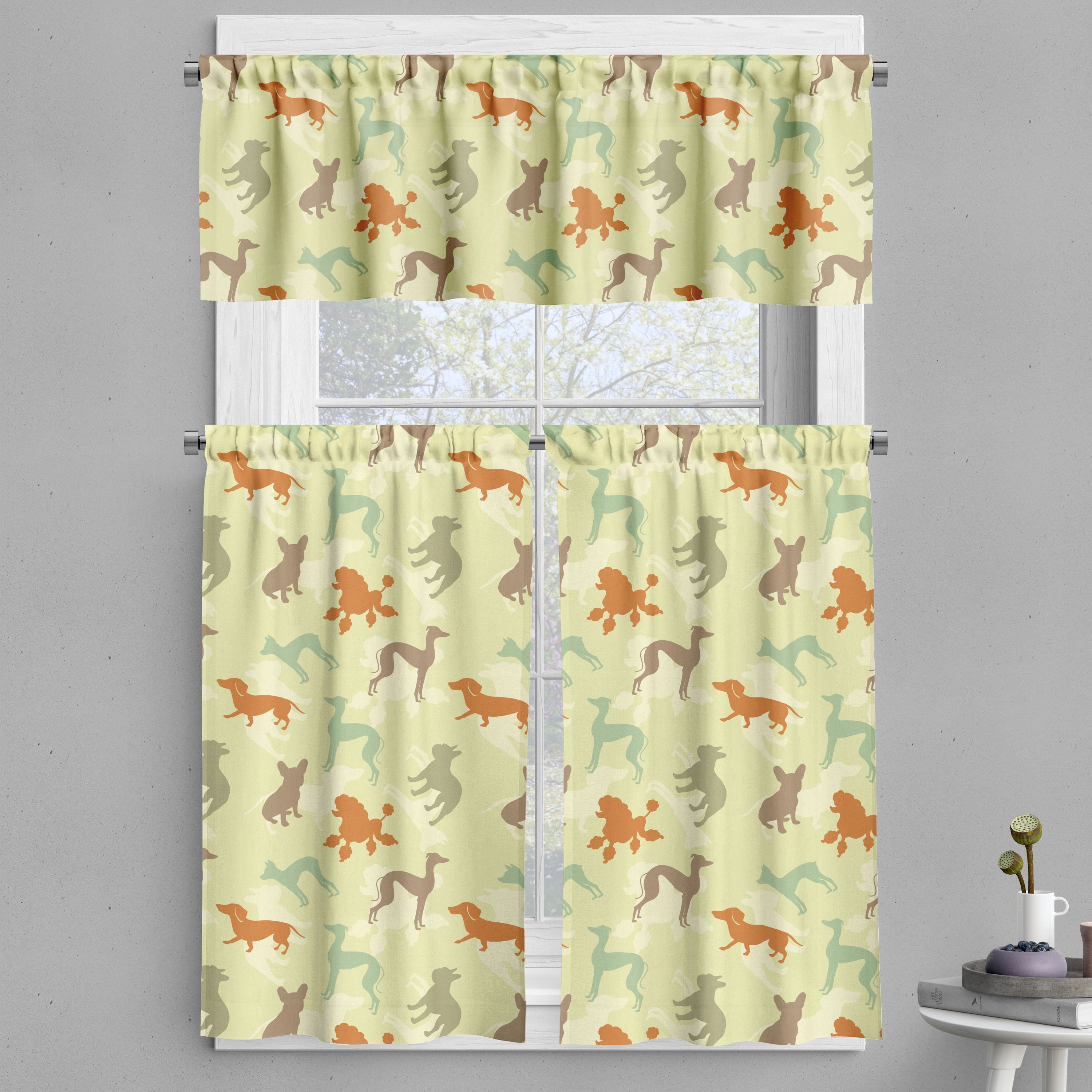 Ambesonne Dog Lover Valance & Curtain, Pure Breed Animals, 55"x30 ...