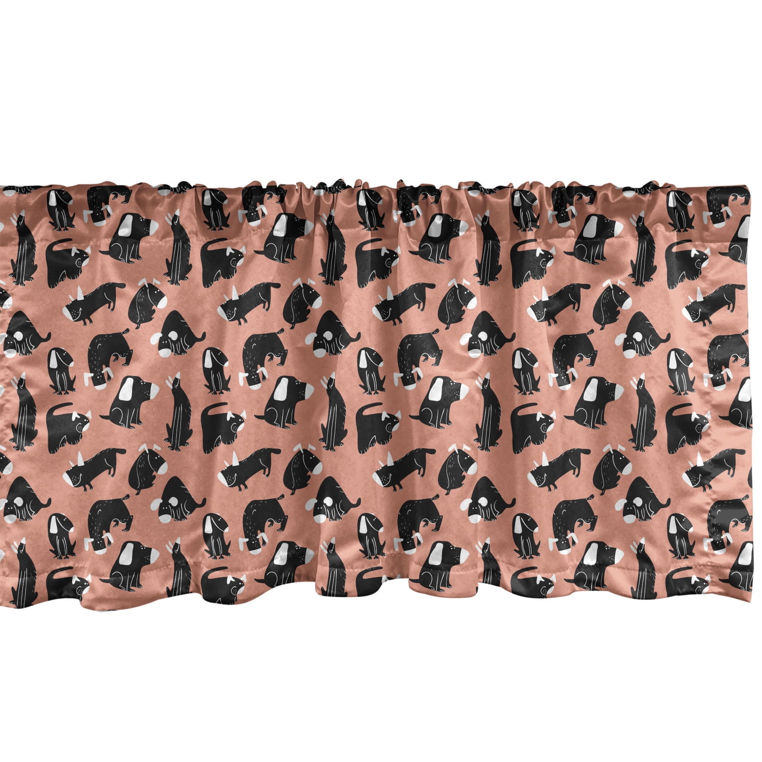 Ambesonne Dog Window Valance, Arrangement of Various Doggies Hanging ...