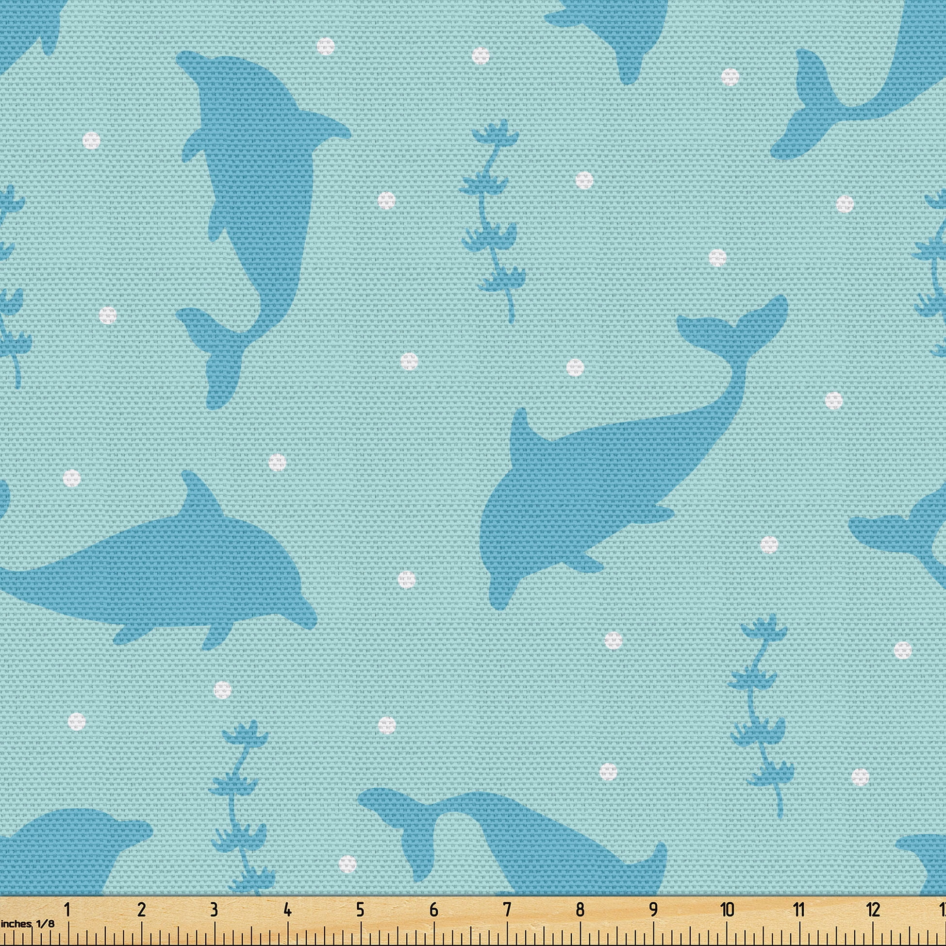Ambesonne Dolphin Fabric by the Yard Upholstery, Aquatic Animal ...