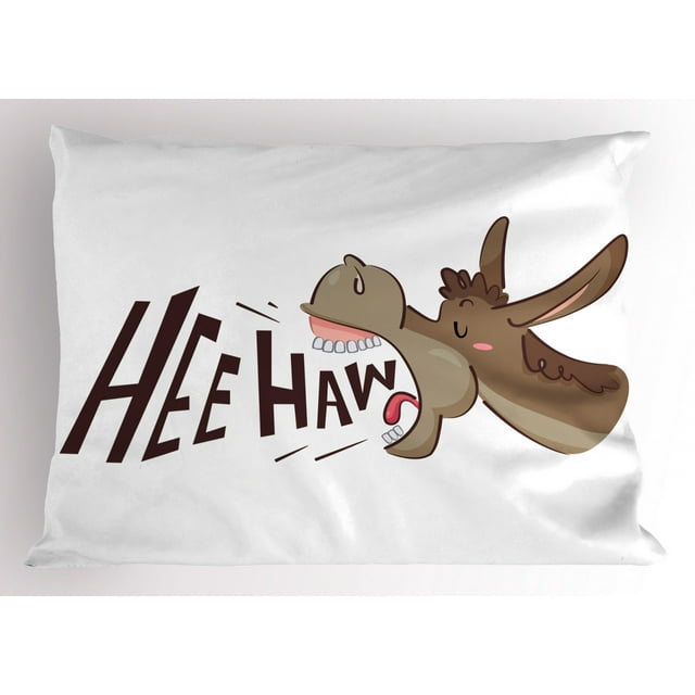 Ambesonne Donkey Pillow Sham, Cartoon Funny Braying Animal, 36" X 20 ...