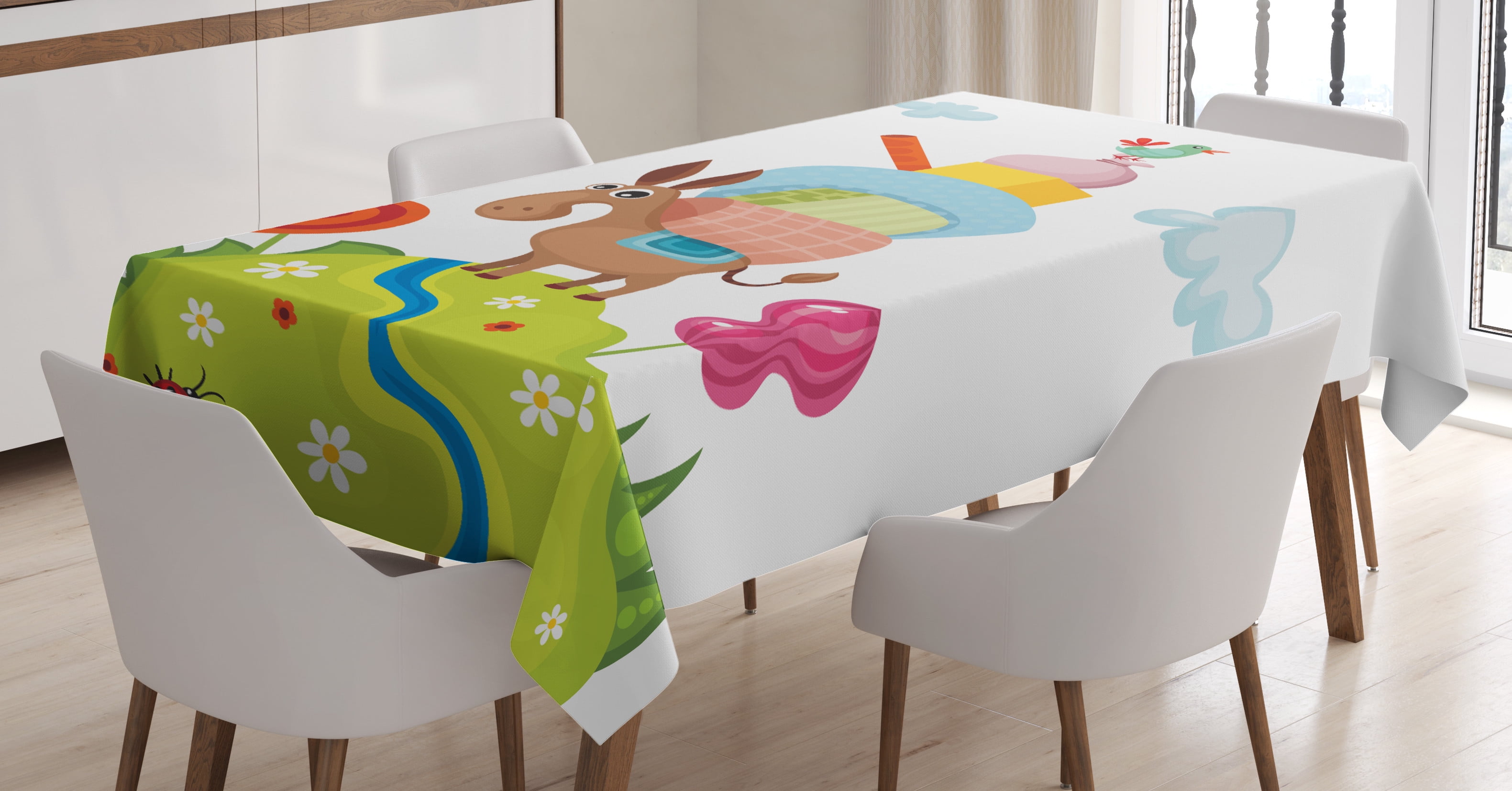 Ambesonne Donkey Tablecloth Rectangular Table Cover, Donkey with ...