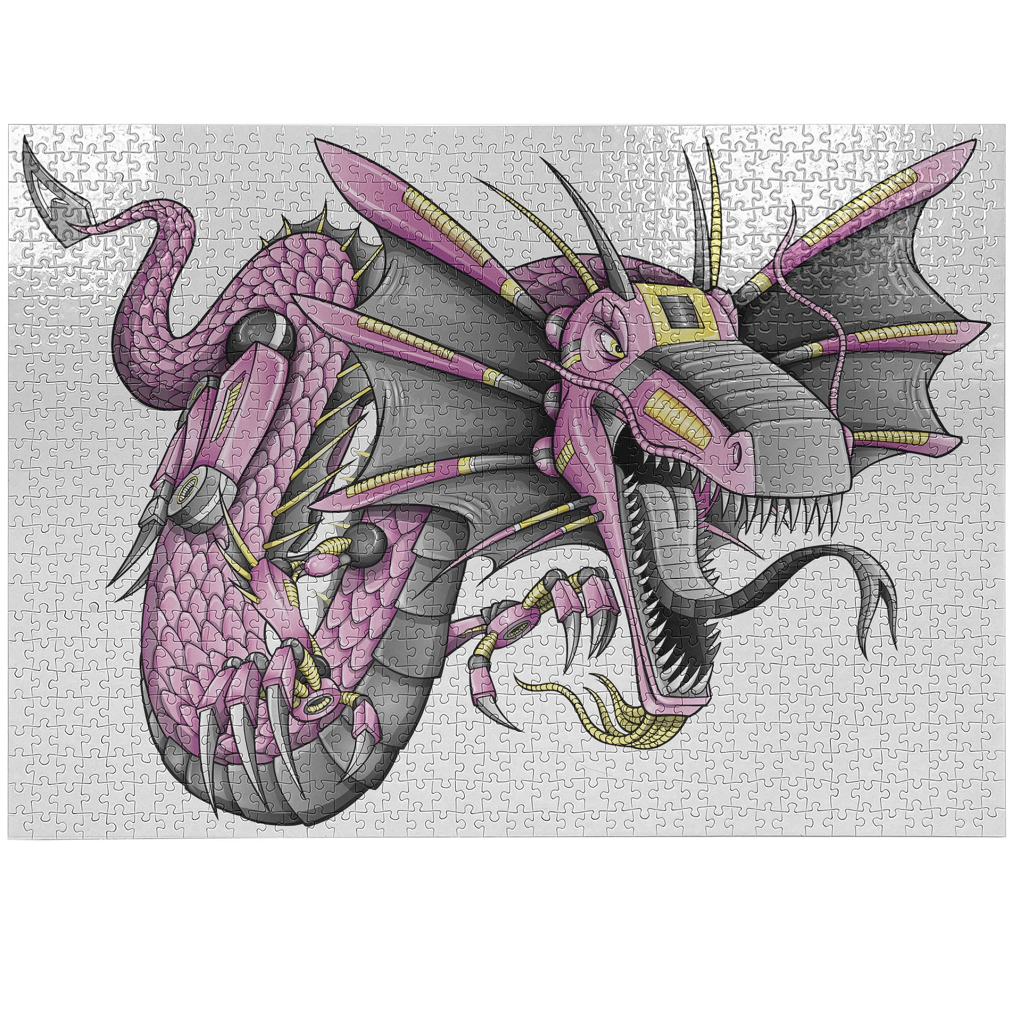 Ambesonne Dragon Jigsaw Puzzle, Digital Robotic Cyborg, Heirloom ...