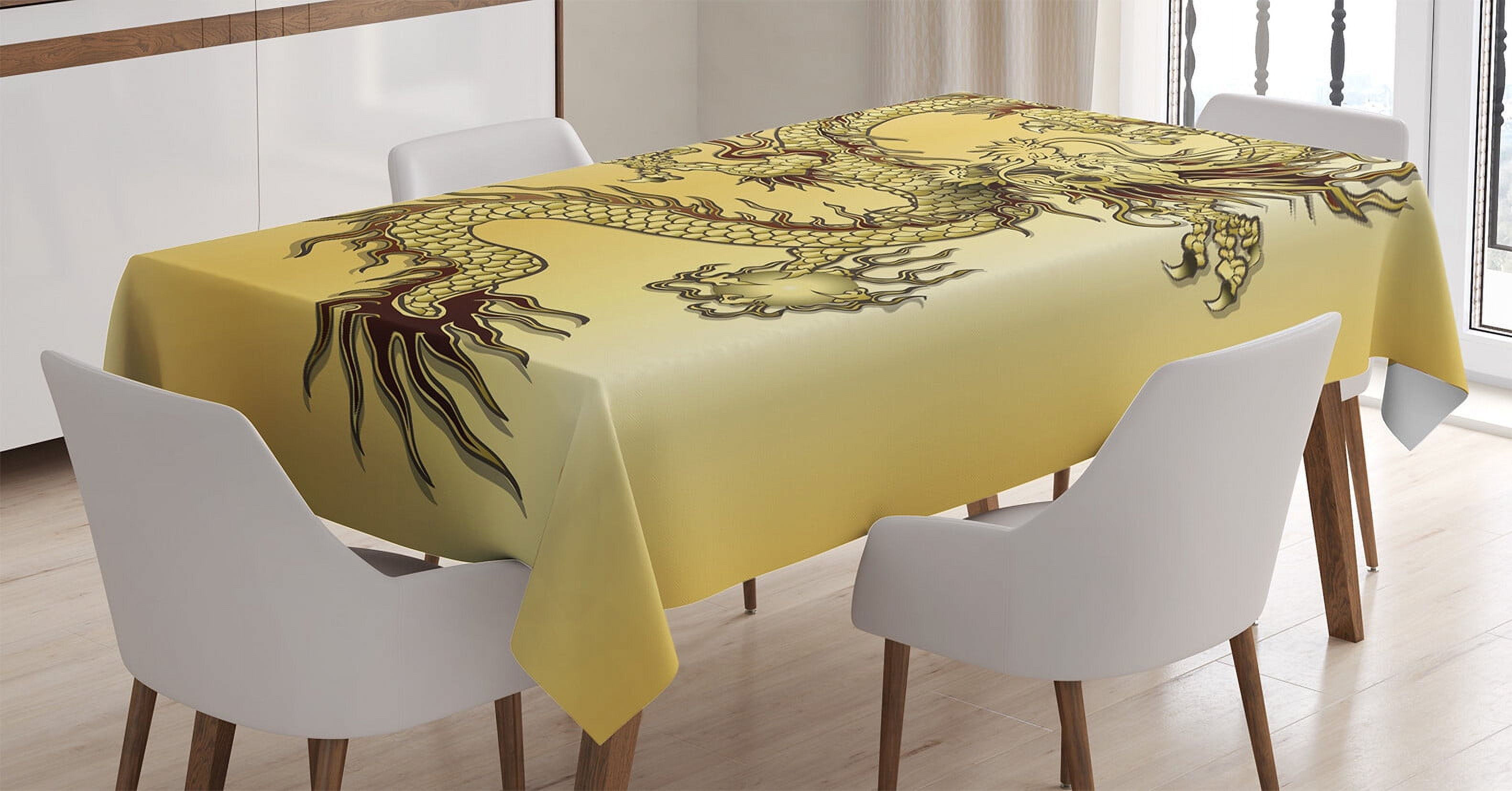 Ambesonne Dragon Tablecloth Rectangular Table Cover, Chinese Eastern ...