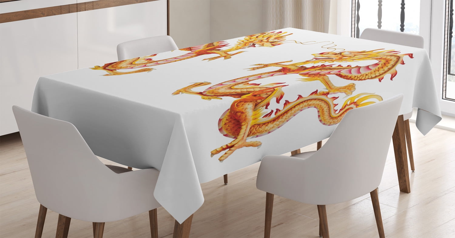 Ambesonne Dragon Tablecloth Rectangular Table Cover, Chinese Philosophy ...