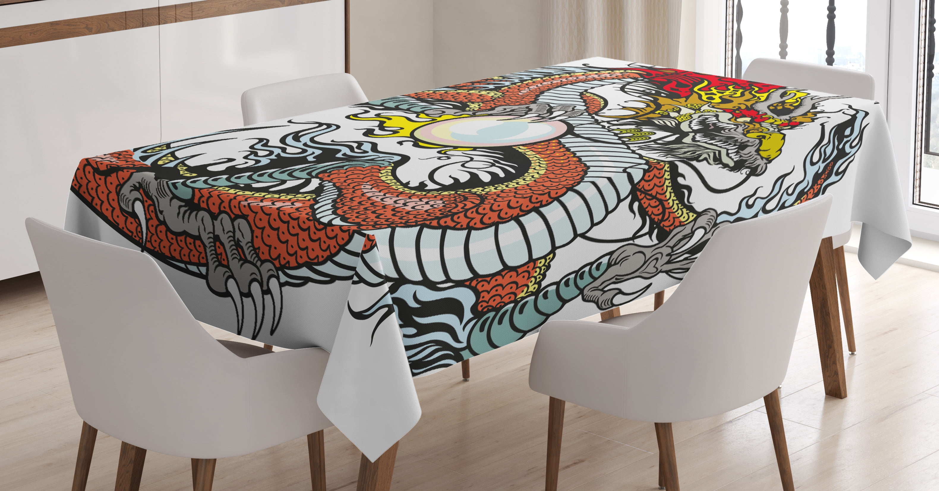 Ambesonne Dragon Tablecloth Rectangular Table Cover, Chinese Zodiac ...