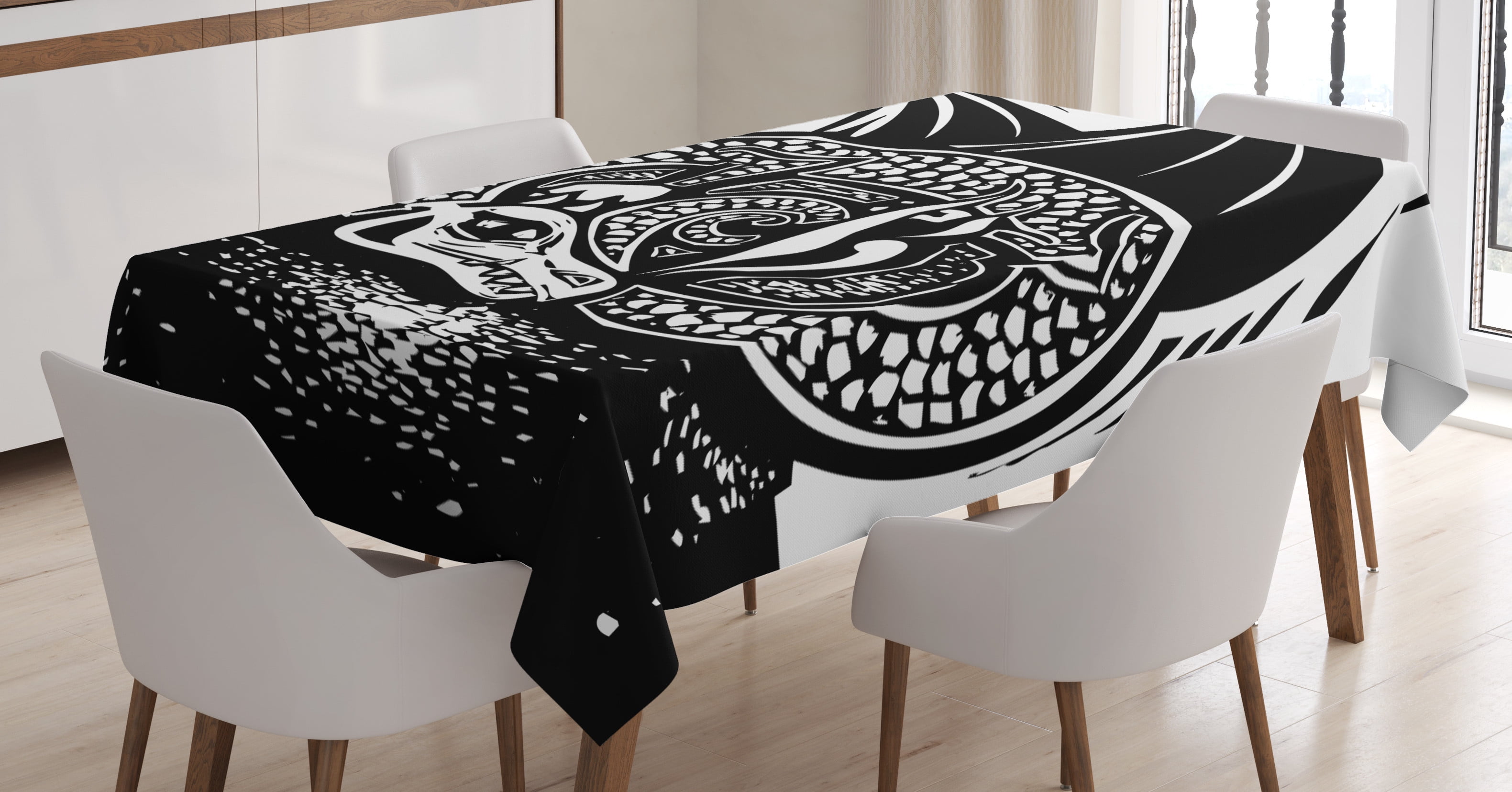 Ambesonne Dragon Tablecloth Rectangular Table Cover, Curled up Dragon ...